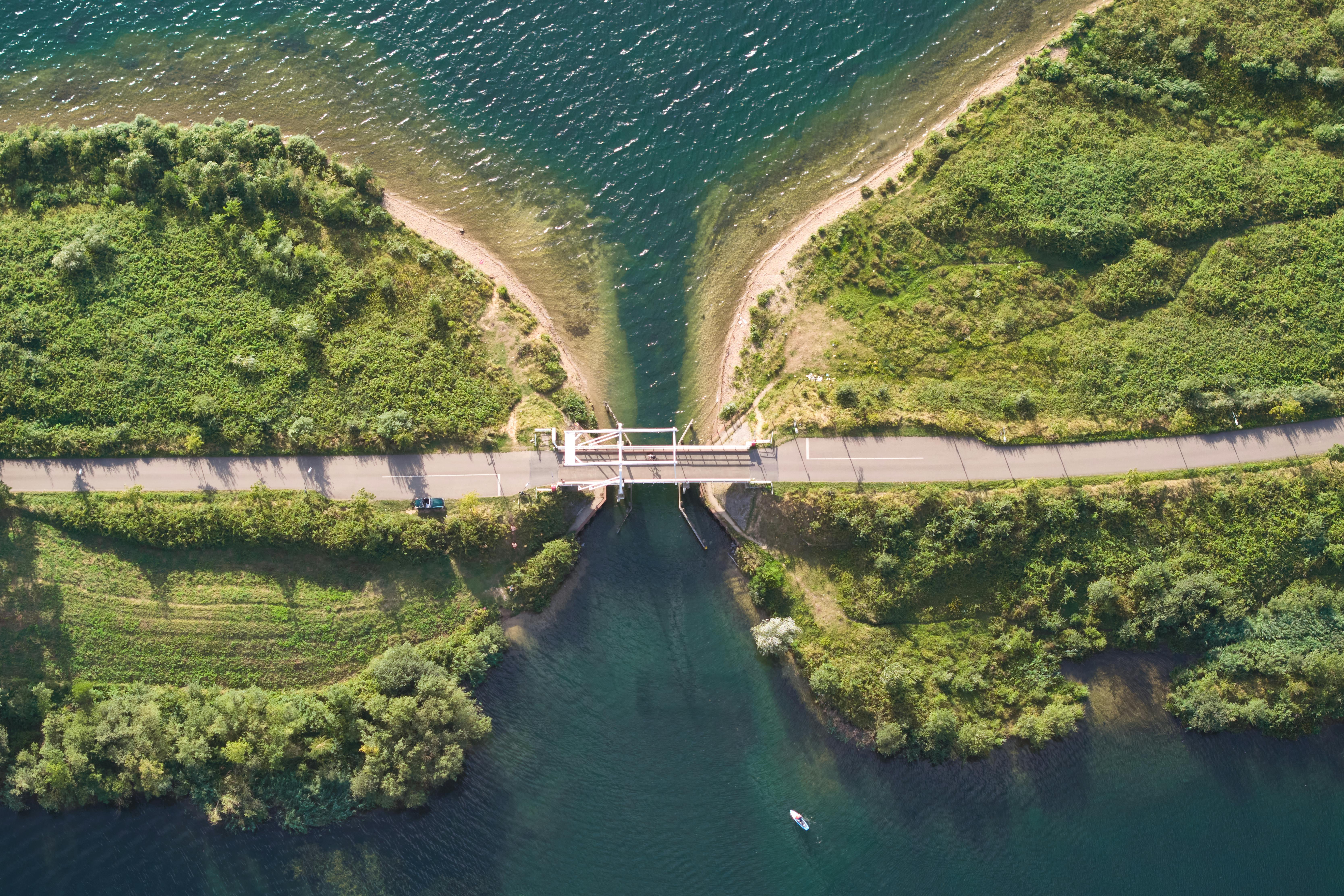 Aerial View of Bridge over River in Linden, Netherlands · Free Stock Photo