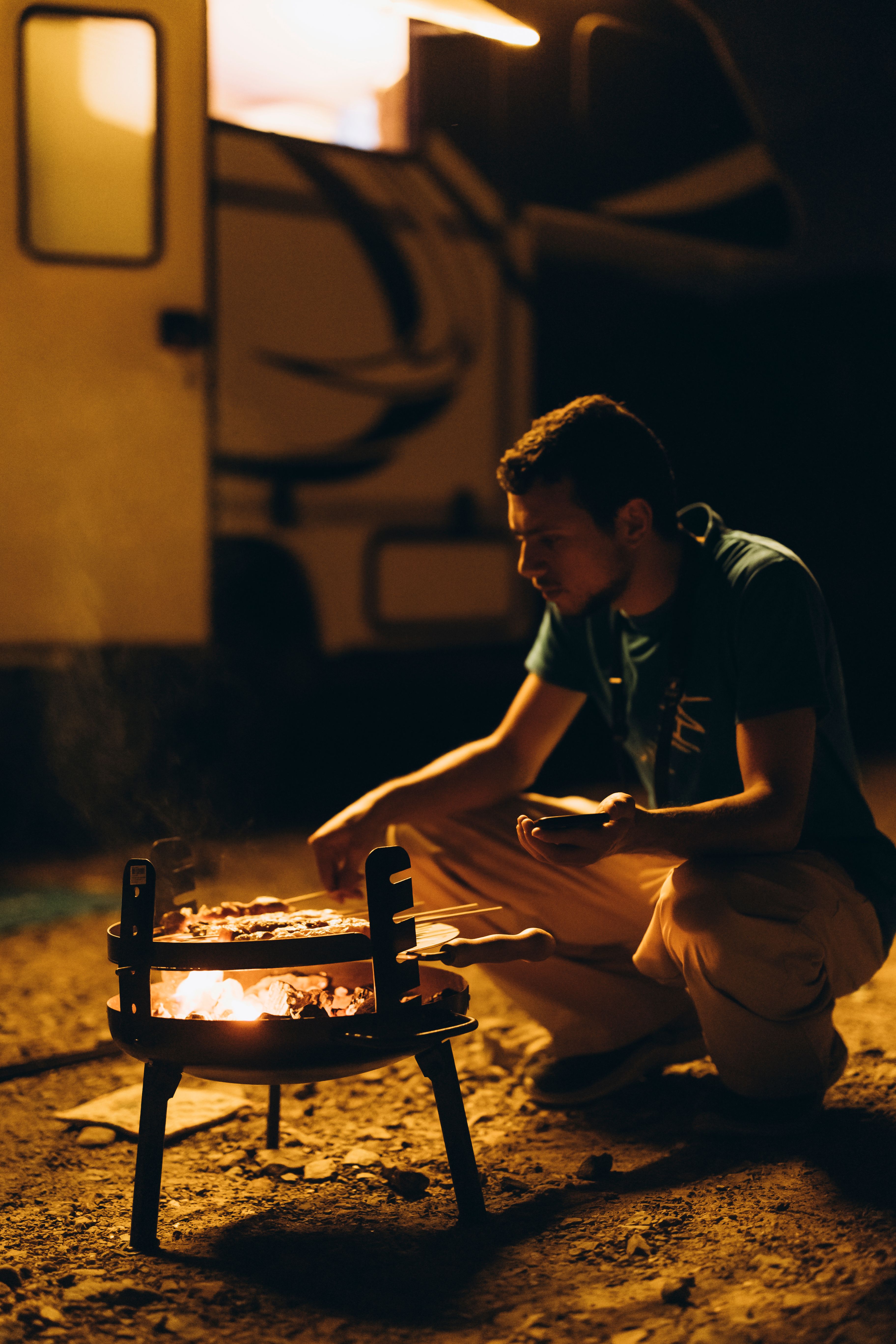 Man Camping at Night in Showkah, UAE · Free Stock Photo