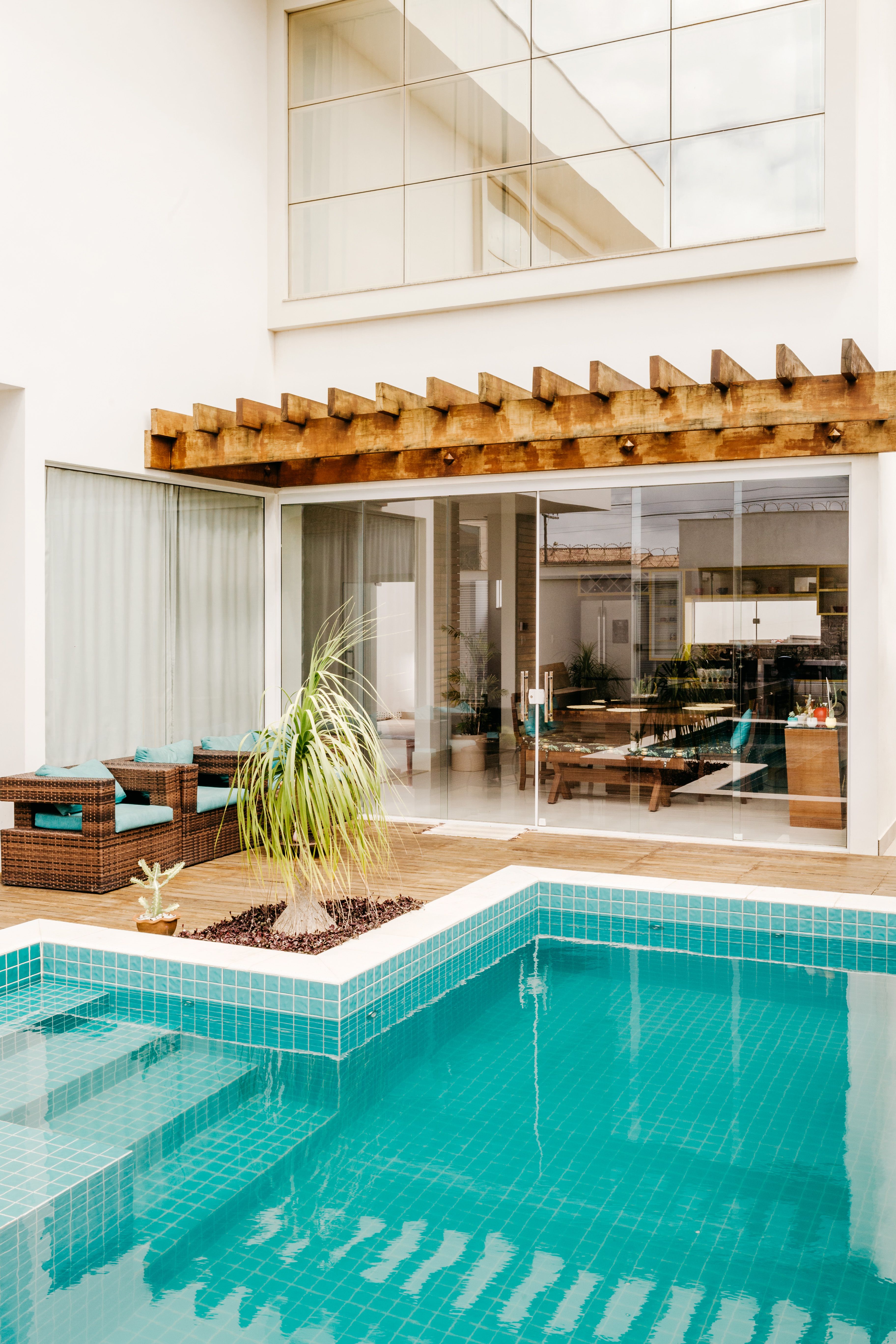 Stylish exterior of resort house patio · Free Stock Photo