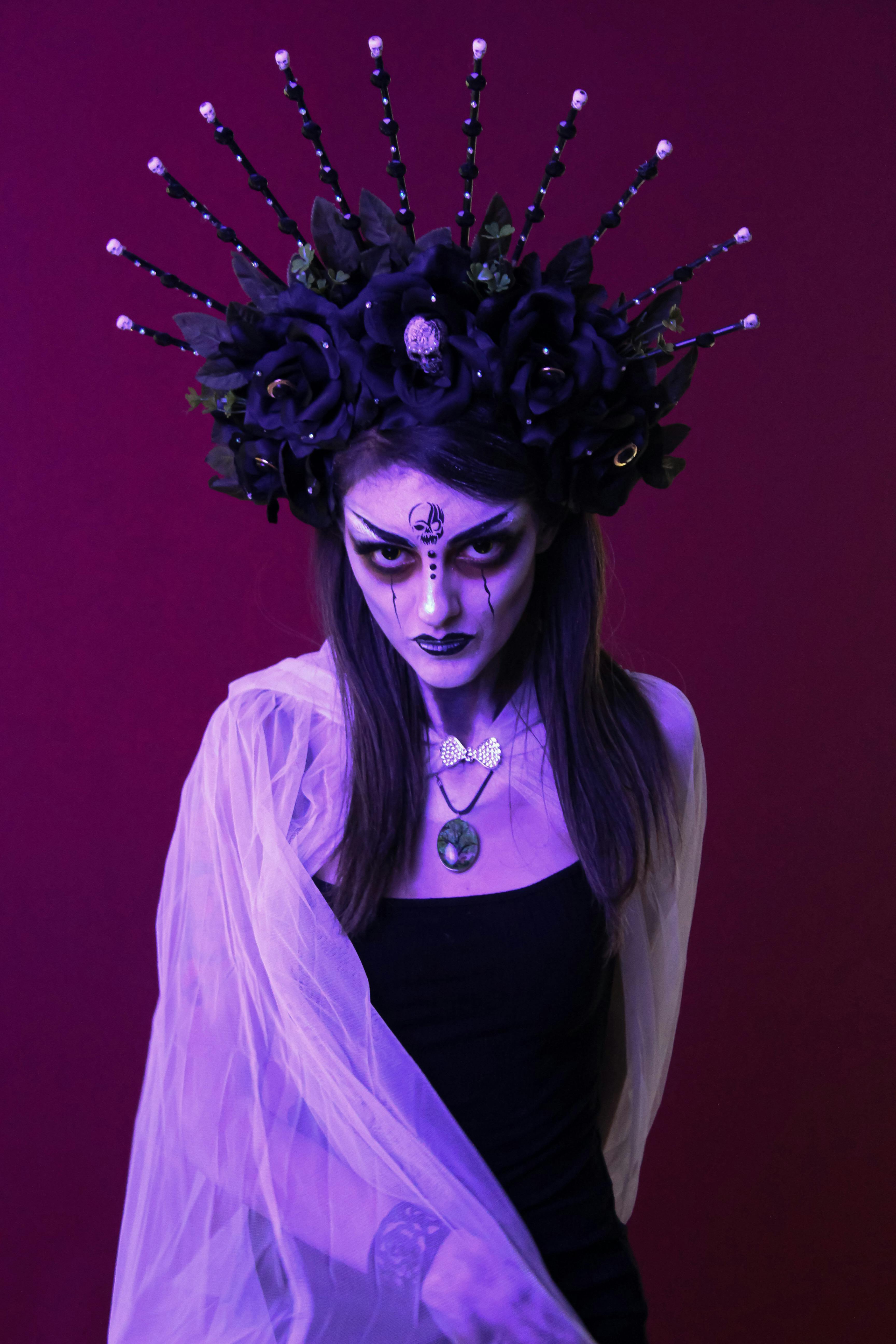 Dramatic Gothic Portrait with Elaborate Headpiece · Free Stock Photo