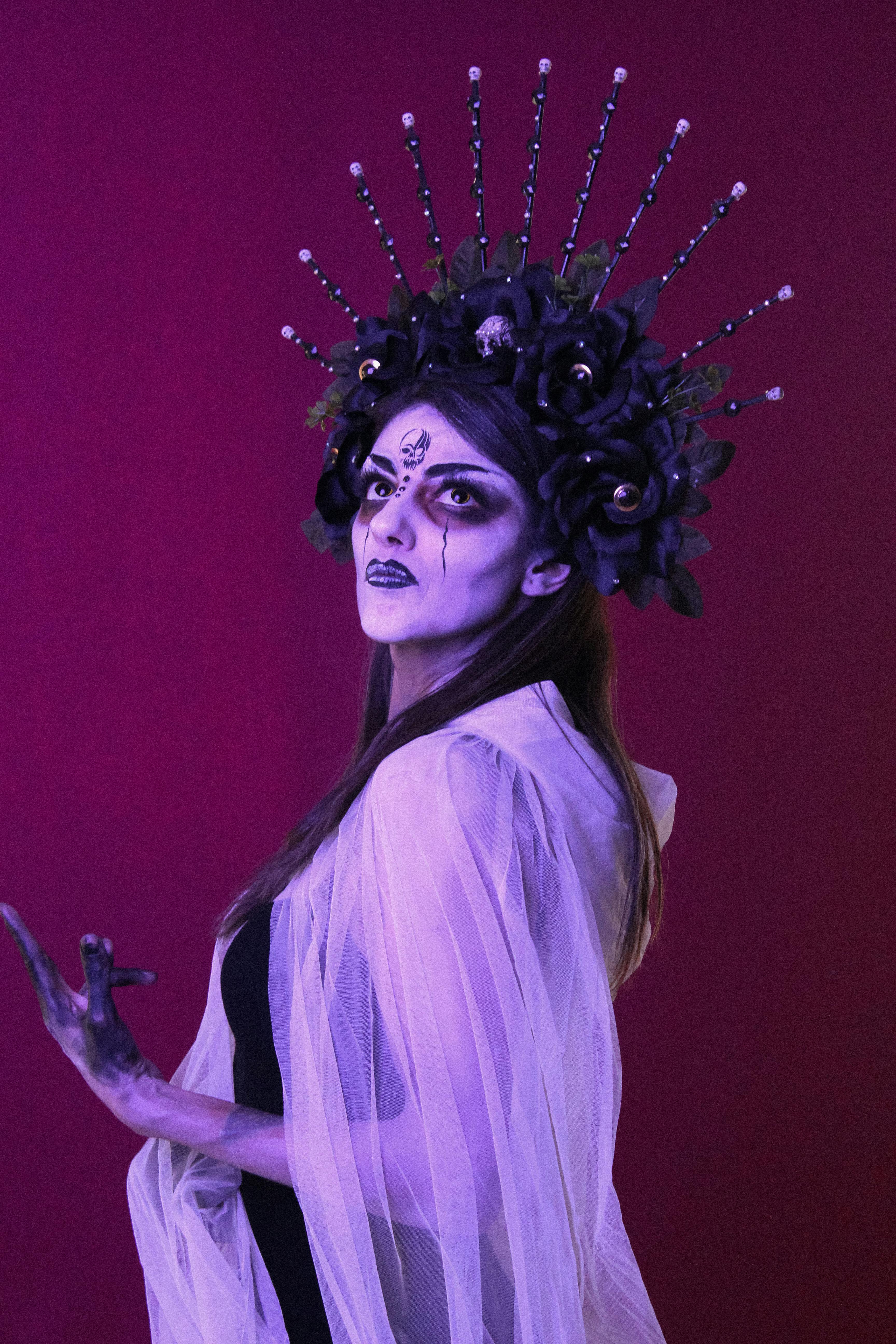 Ethereal Goth Woman in Dark Artistic Makeup · Free Stock Photo