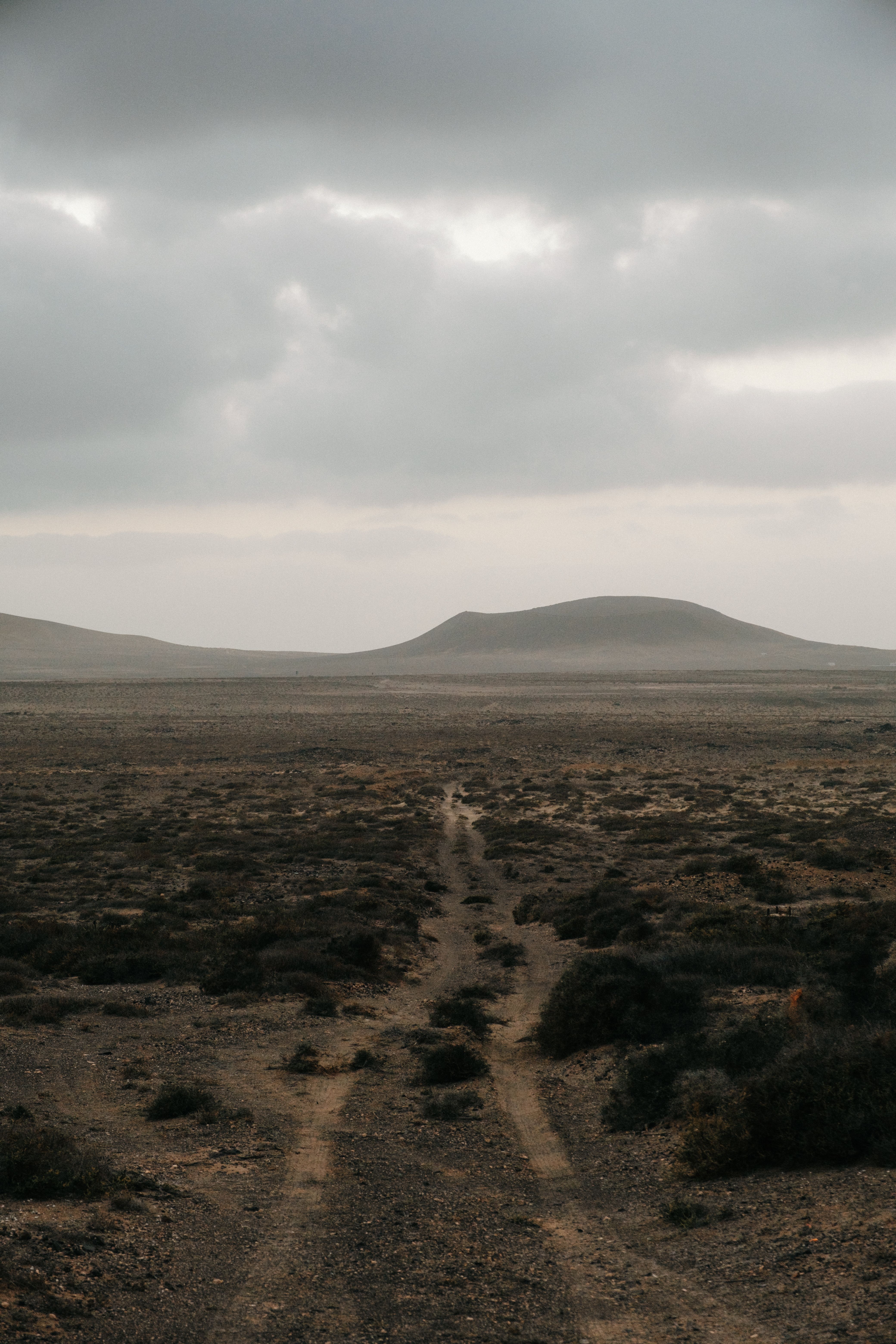 Paisaje Desolado Del Desierto Bajo Un Cielo Nublado · Foto de stock ...