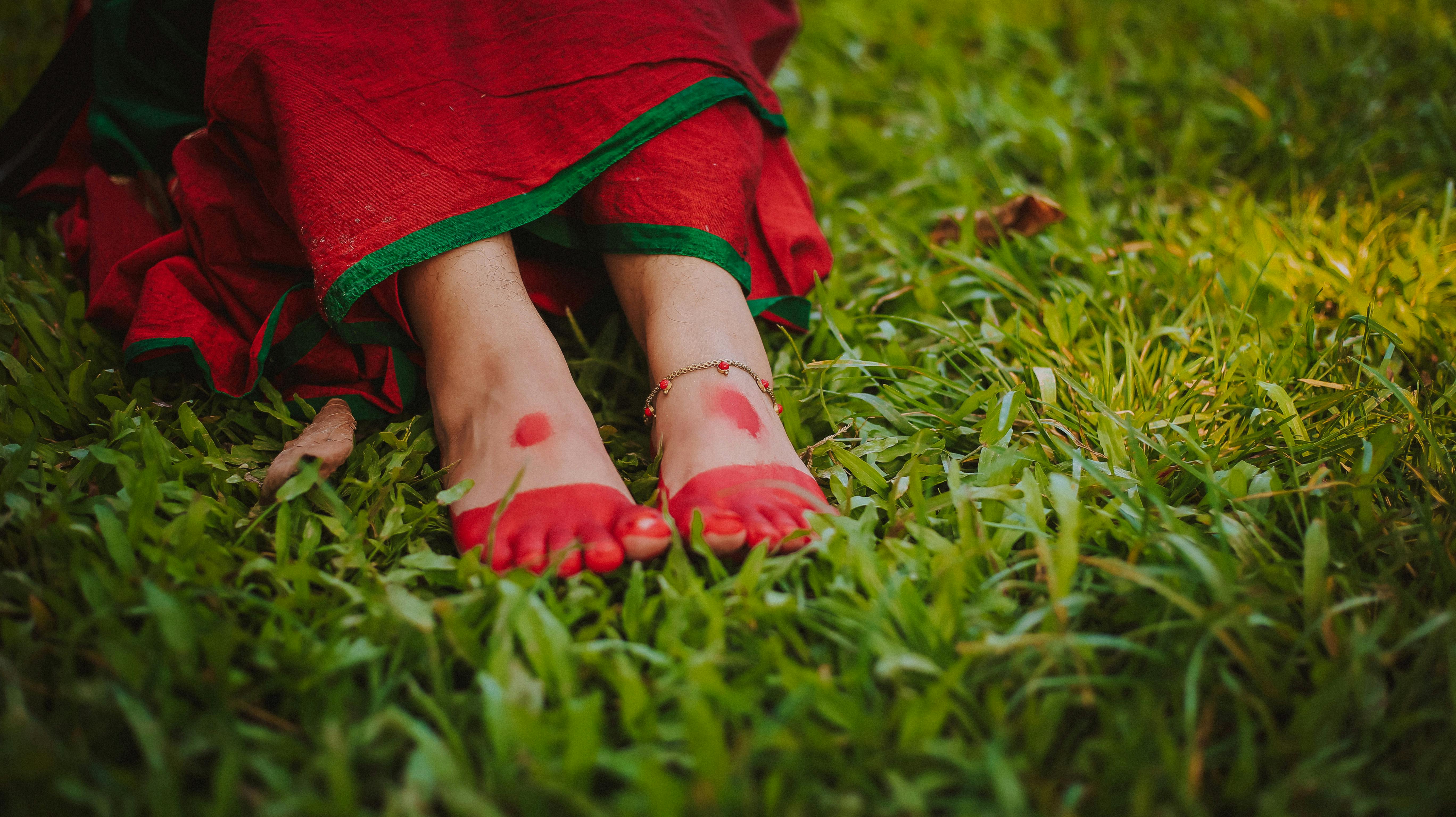Person Feet with Red Paint · Free Stock Photo