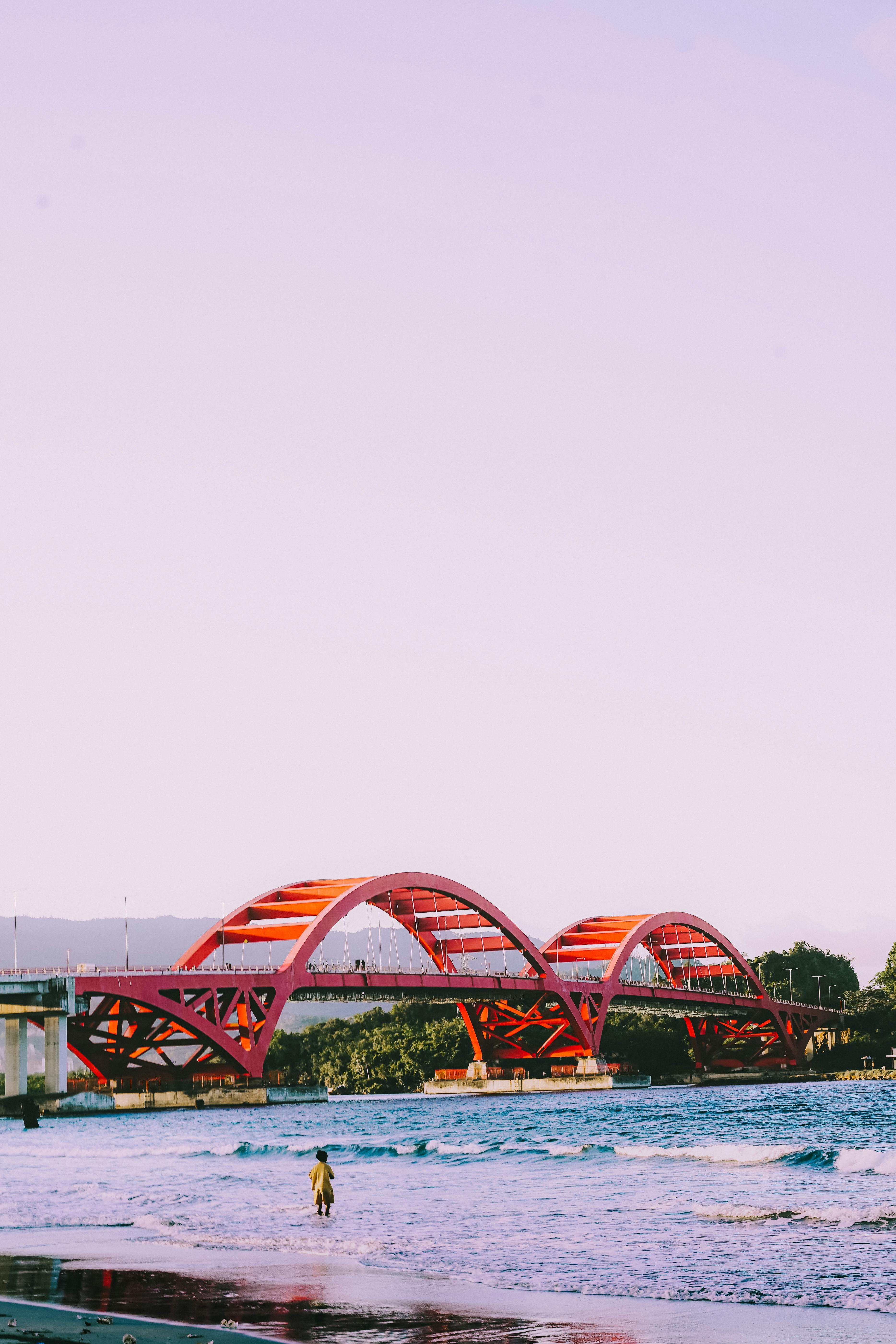 Red Bridge Over the Sea in Jayapura, Indonesia · Free Stock Photo