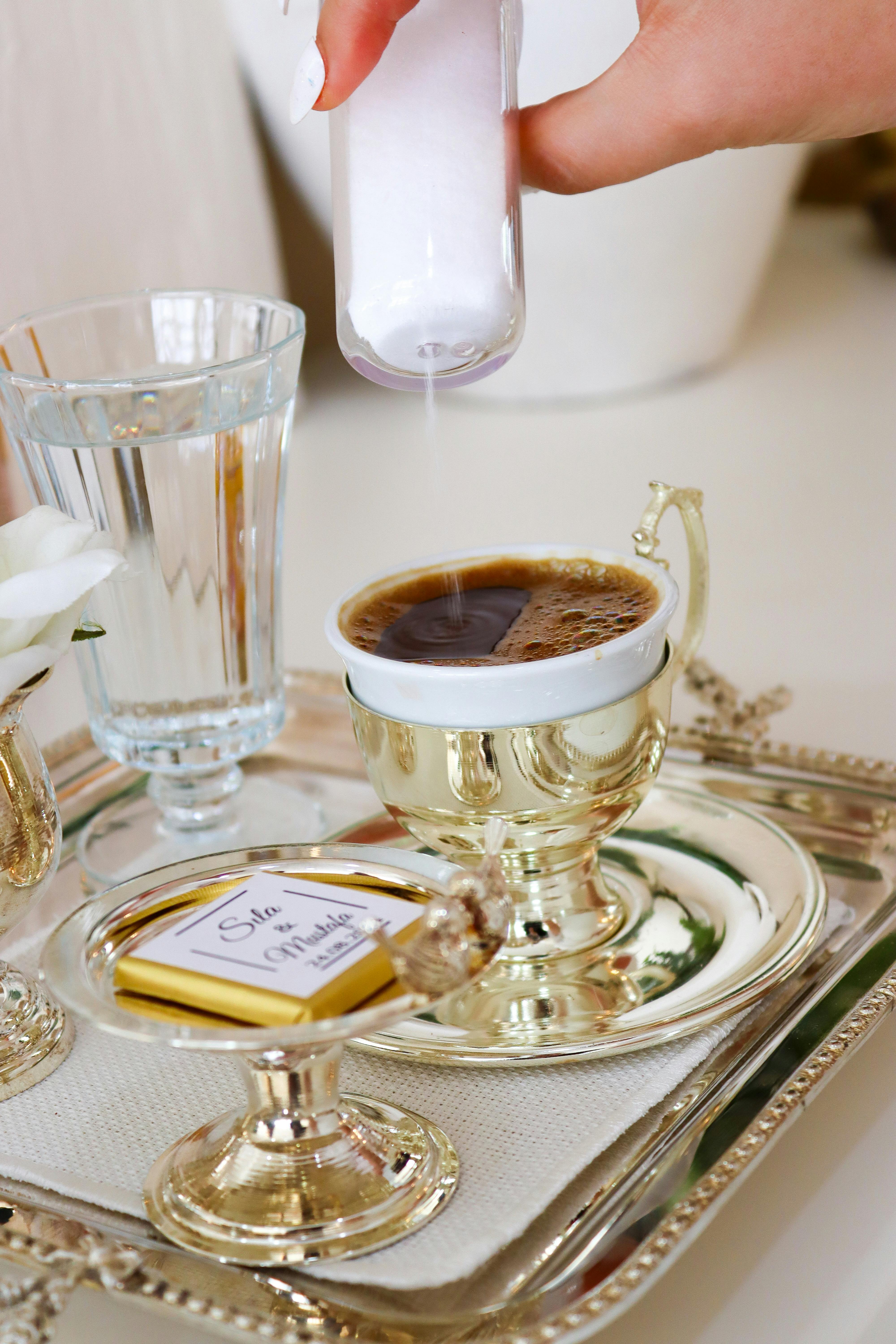 Elegant Turkish Coffee Setup with Gold Cup · Free Stock Photo