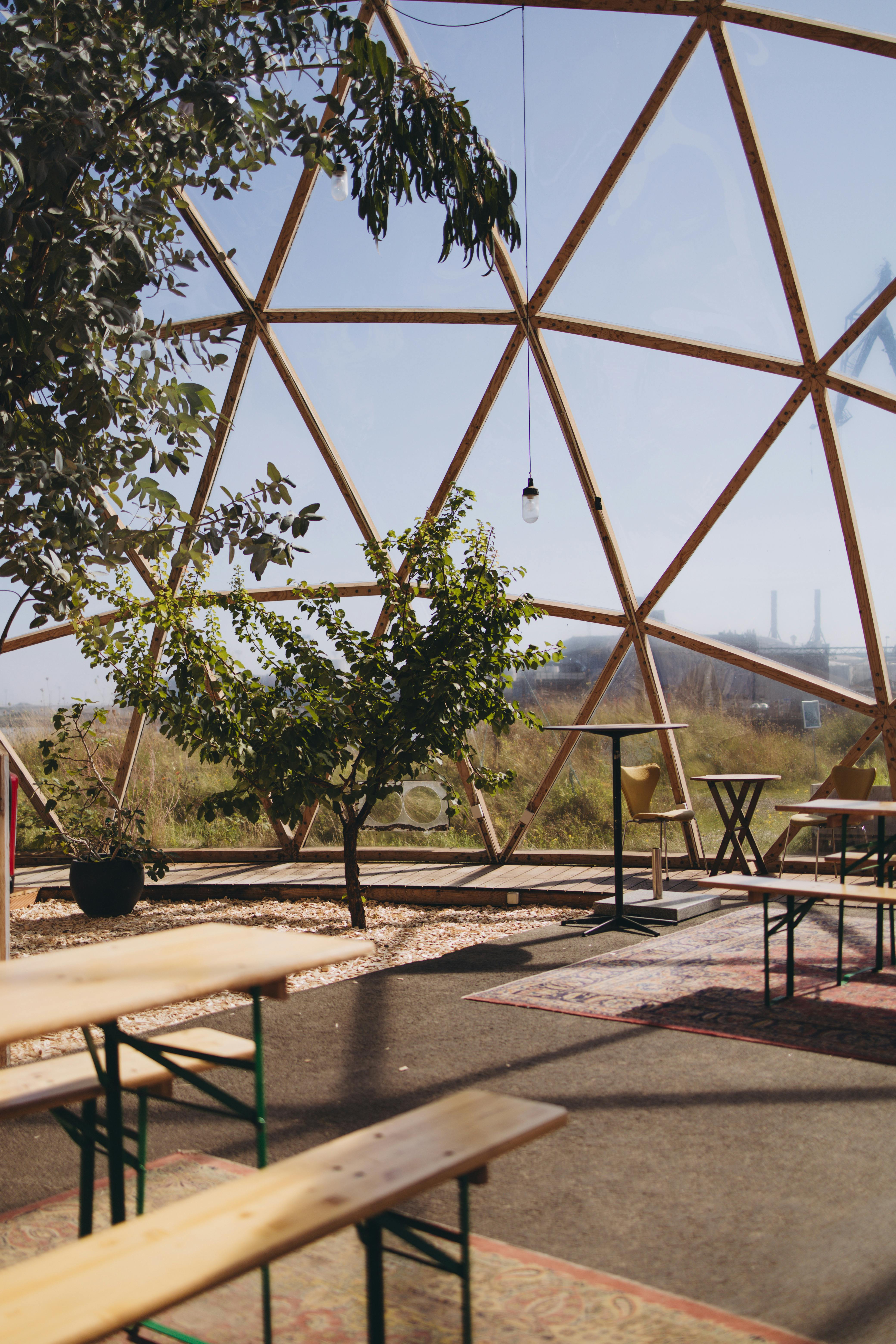 Cozy Geodesic Dome Cafe with Rustic Decor · Free Stock Photo