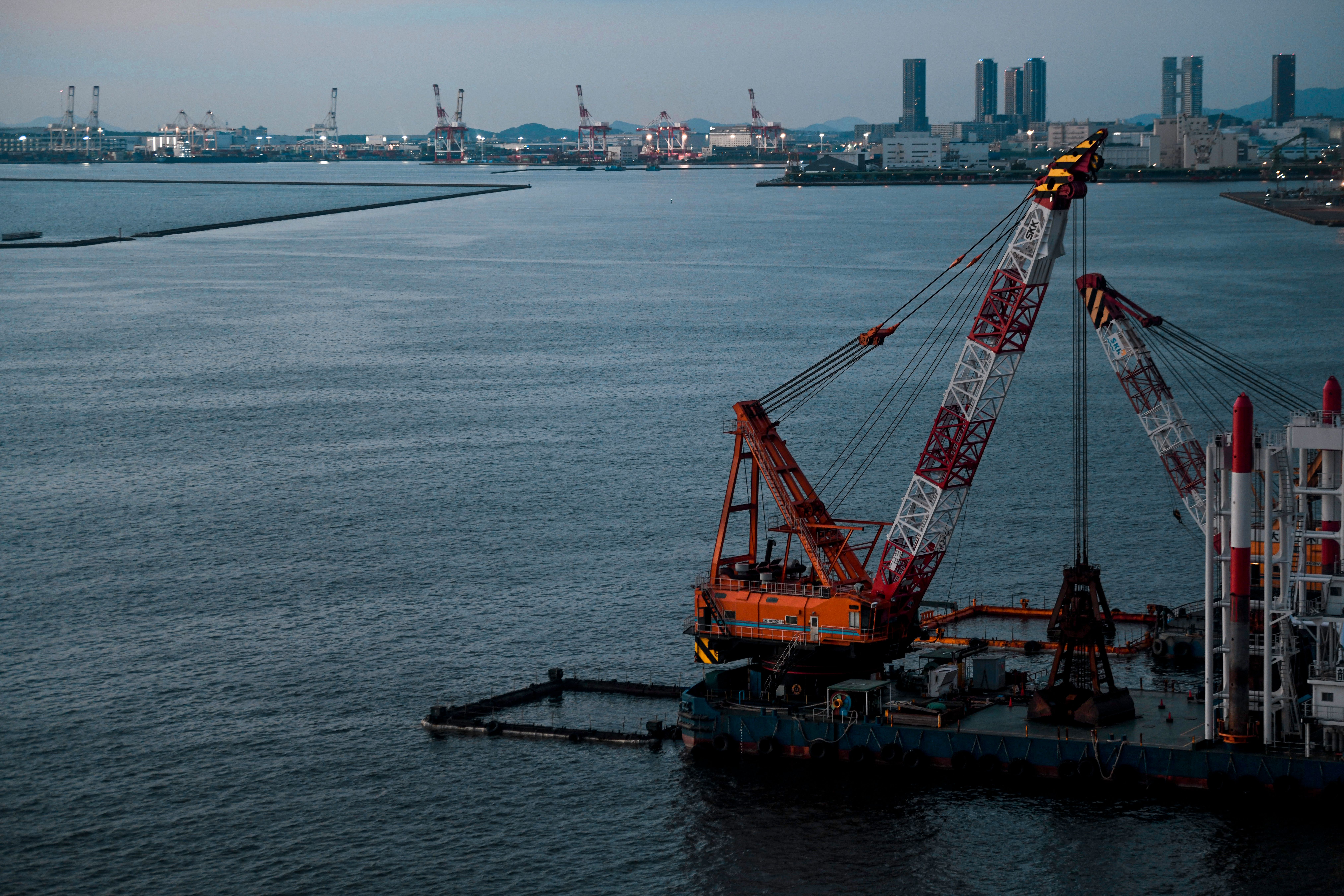 Industrial Harbor with Cranes at Twilight · Free Stock Photo