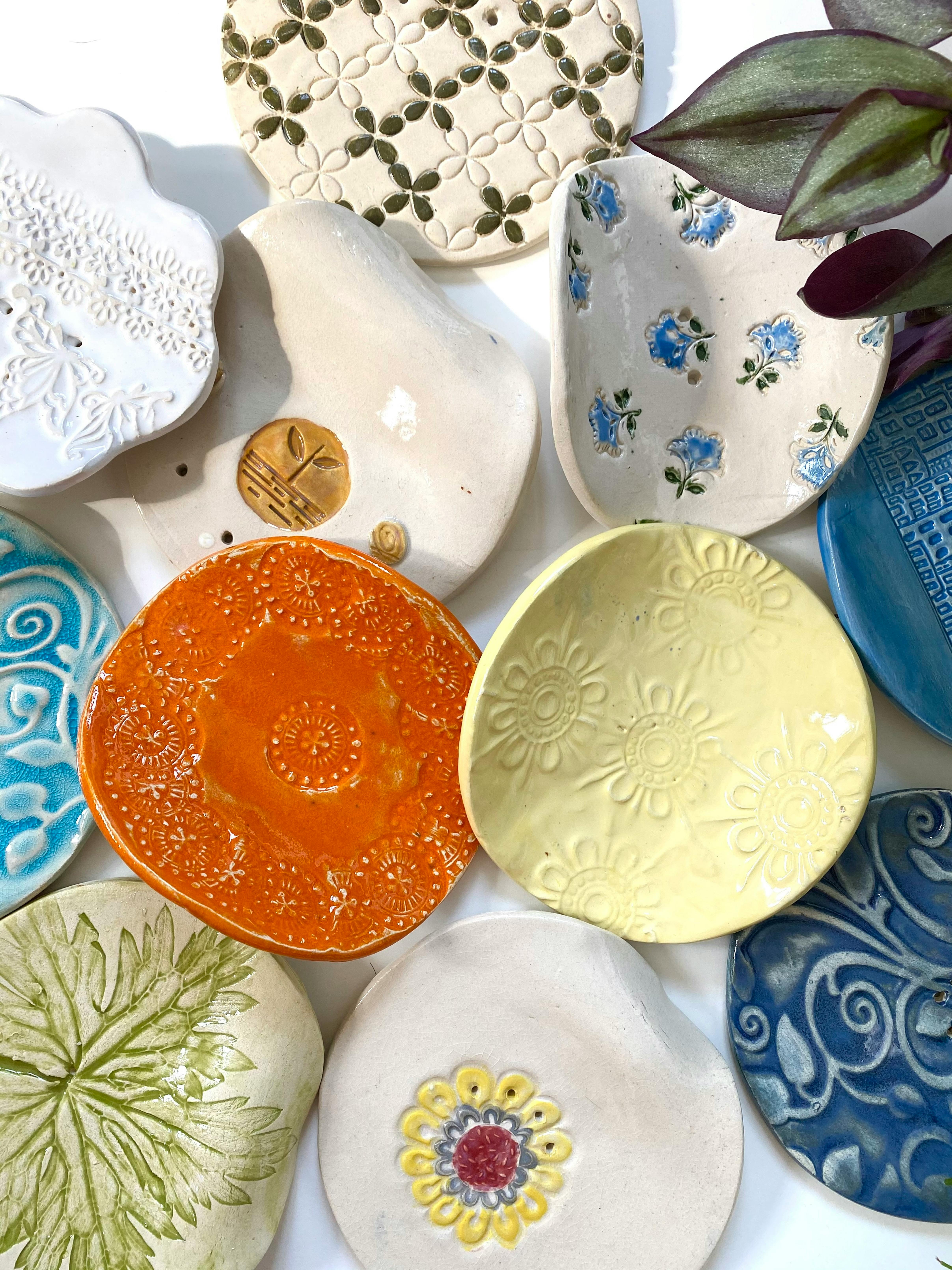 Vibrant Handmade Clay Coasters Display · Free Stock Photo