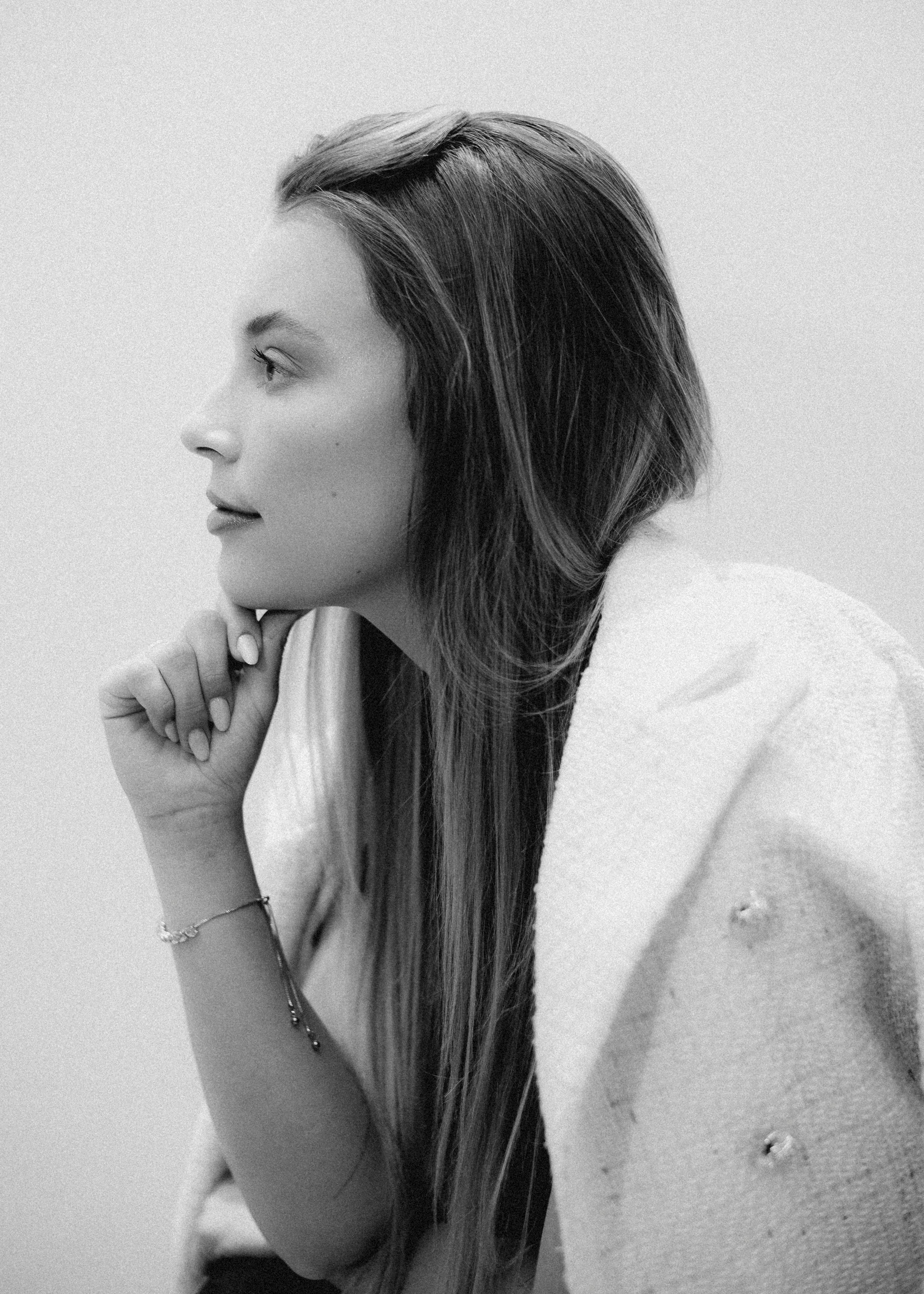 Black and White Profile Portrait of Woman · Free Stock Photo