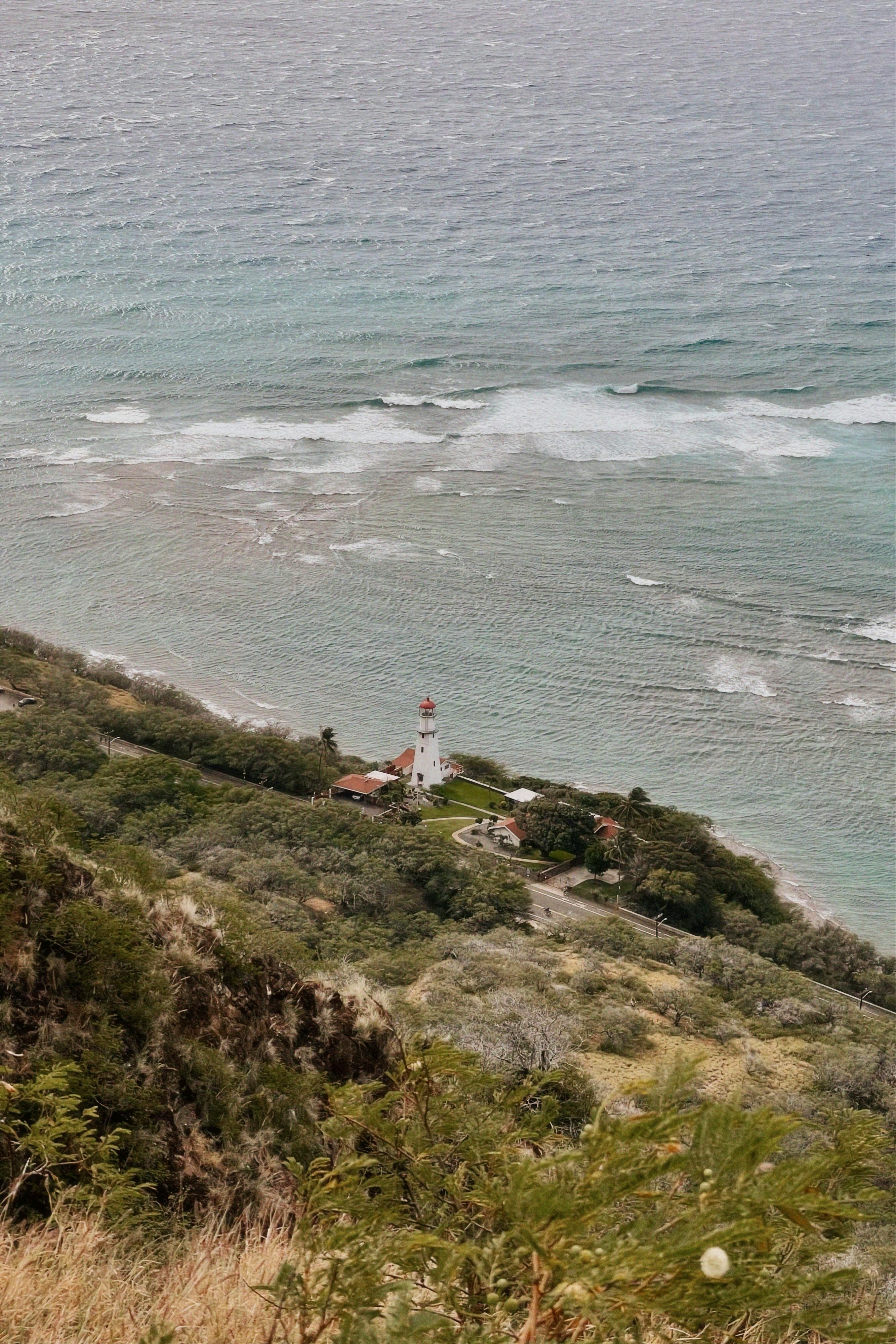 Aerial View of Diamond Head Lighthouse by Ocean · Free Stock Photo