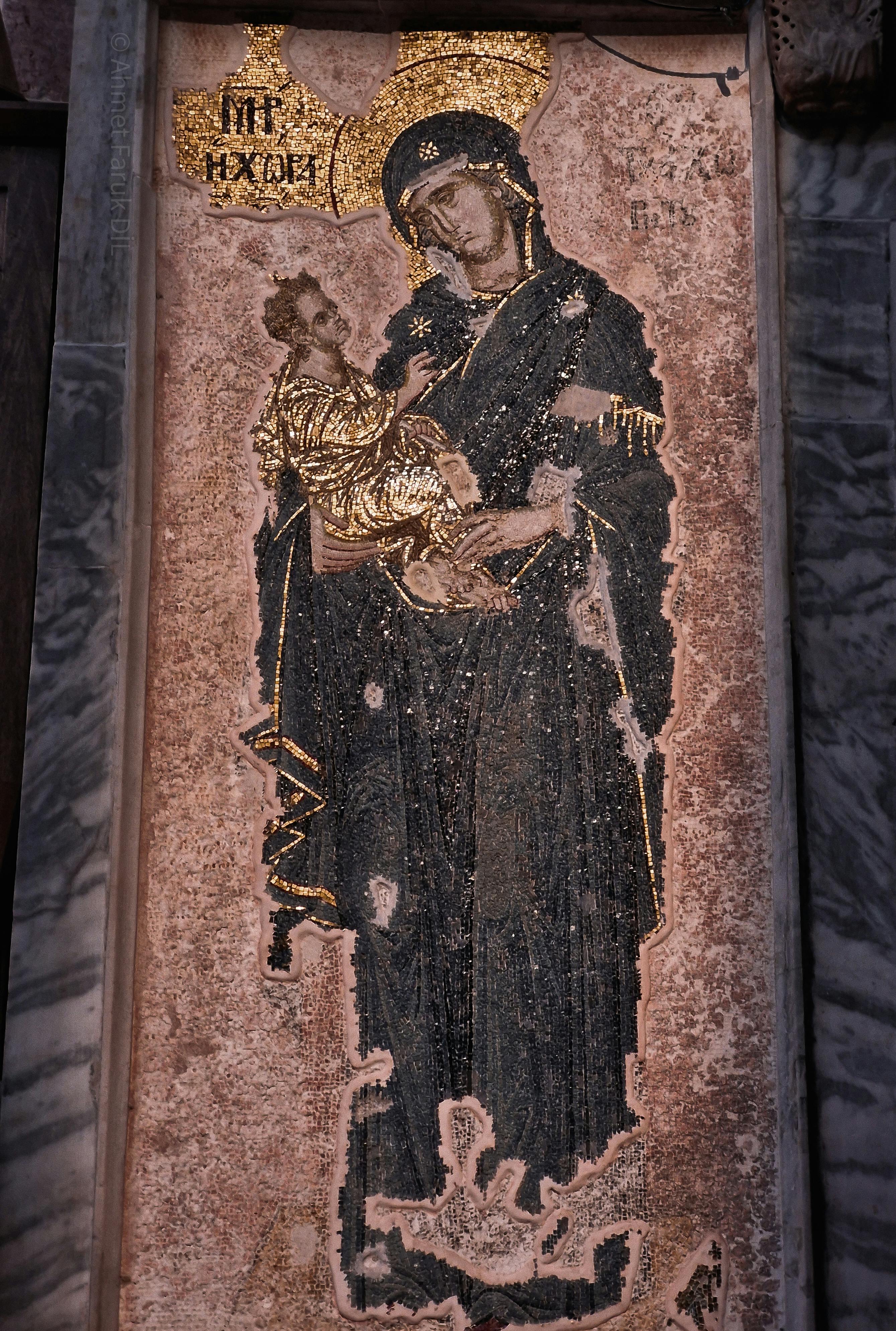 Ancient Byzantine Madonna and Child Mosaic · Free Stock Photo