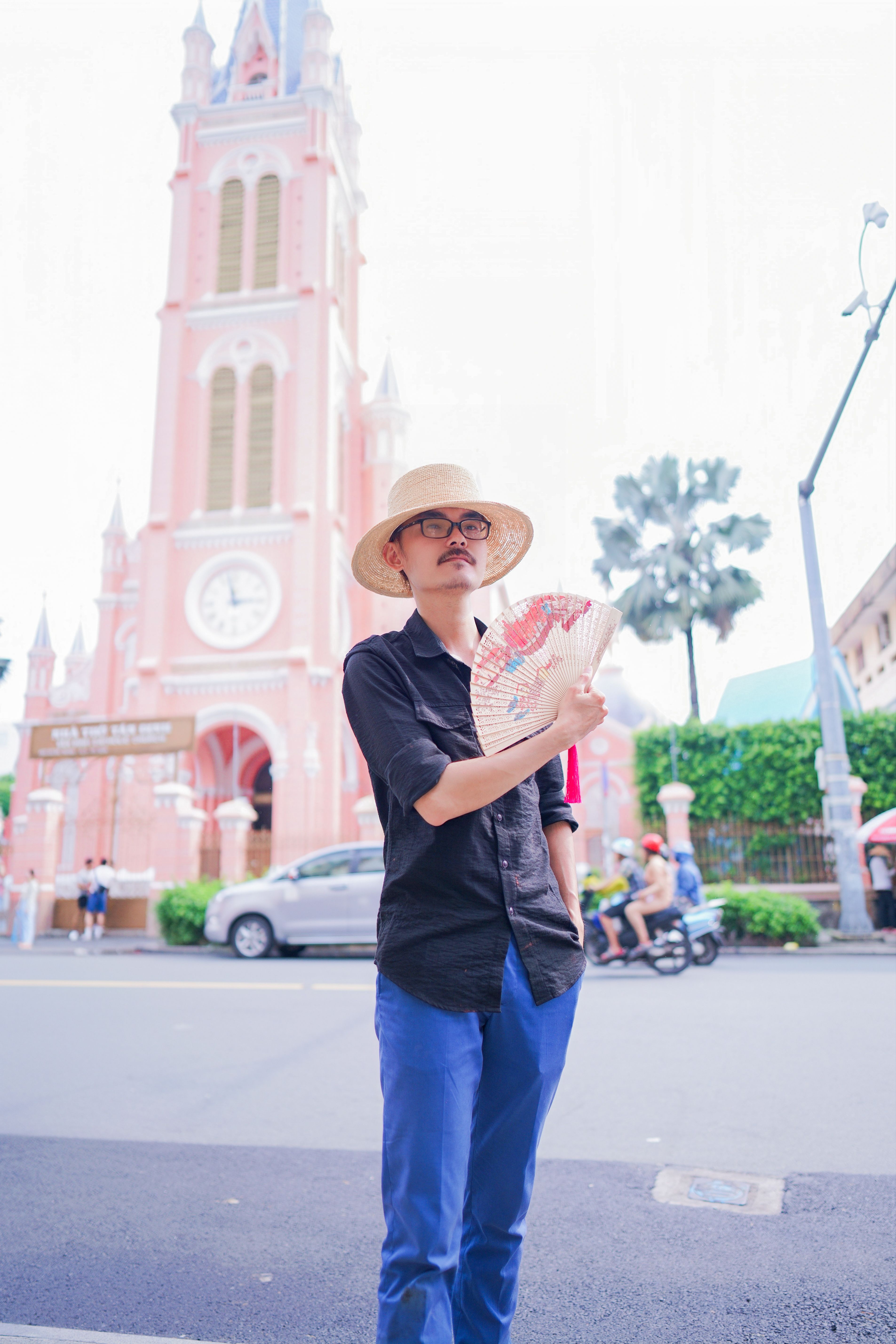 Man with Straw Hat by Pink Cathedral · Free Stock Photo