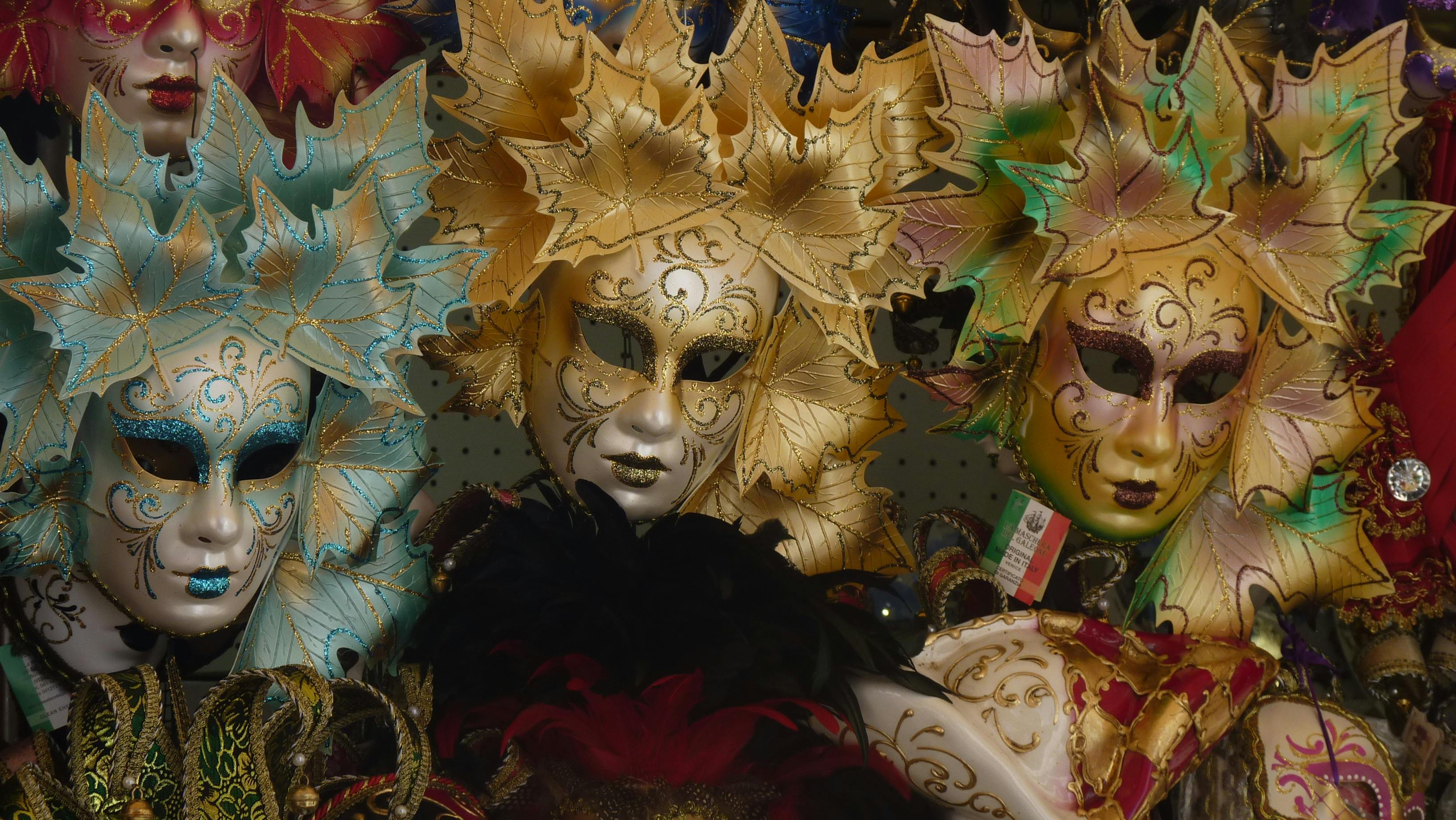 Colorful Venetian Carnival Masks on Display · Free Stock Photo