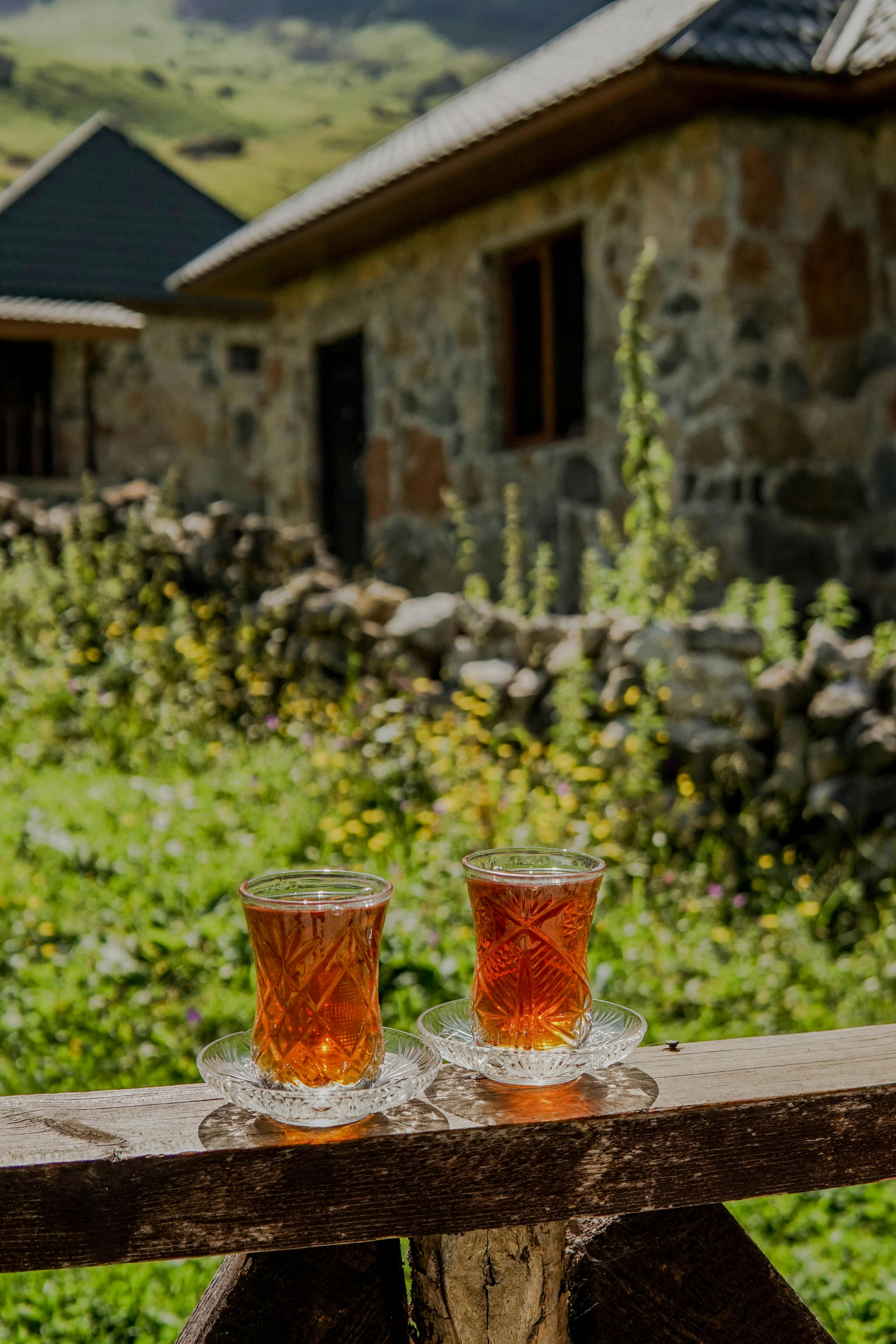 Traditional Azerbaijani Tea in Rustic Setting · Free Stock Photo