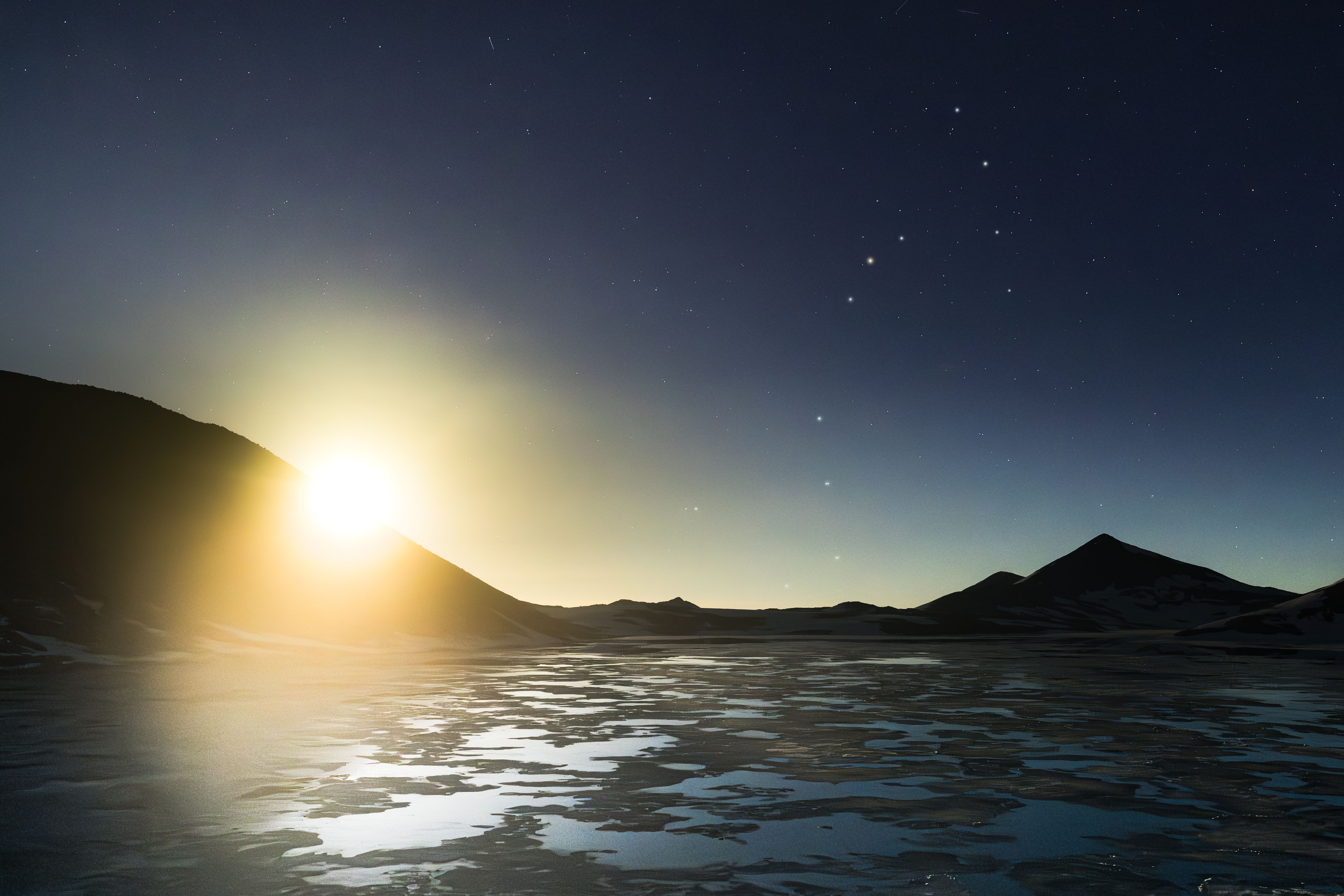 Dramatic Sunrise Over Icy Mountain Landscape · Free Stock Photo