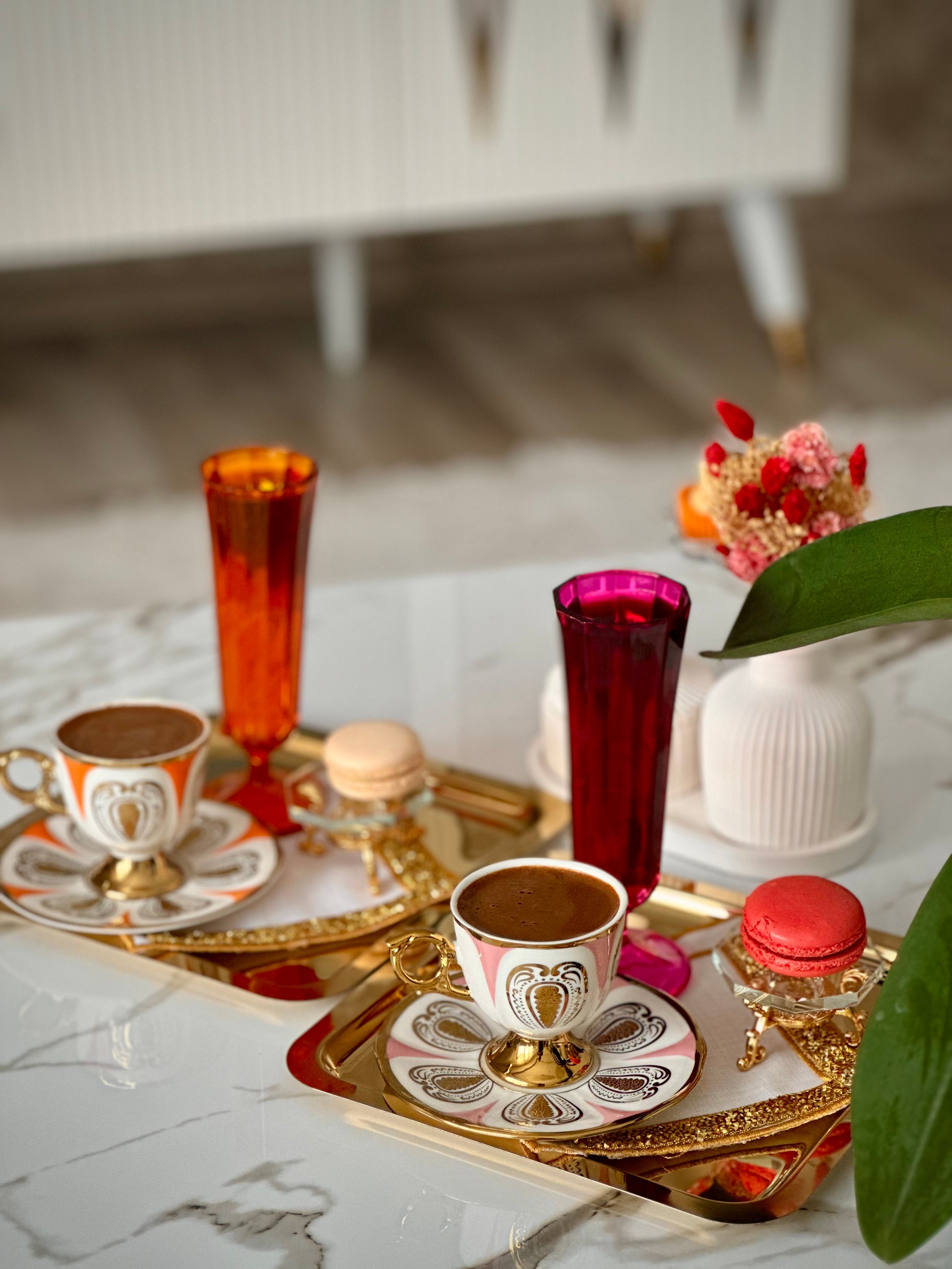 Elegant Coffee Setting with Colorful Glassware · Free Stock Photo