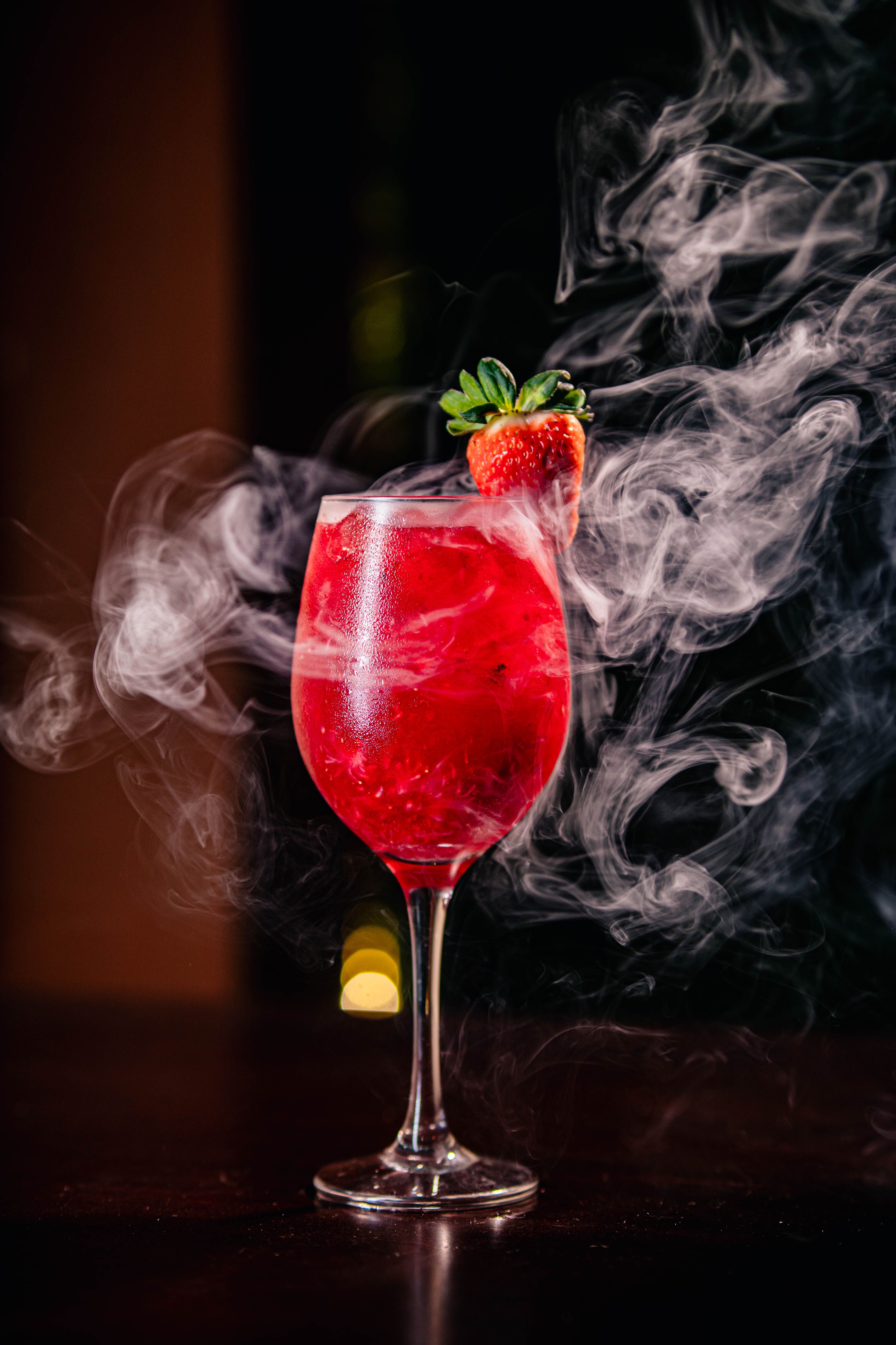 Elegant Red Cocktail with Smoke Effect · Free Stock Photo