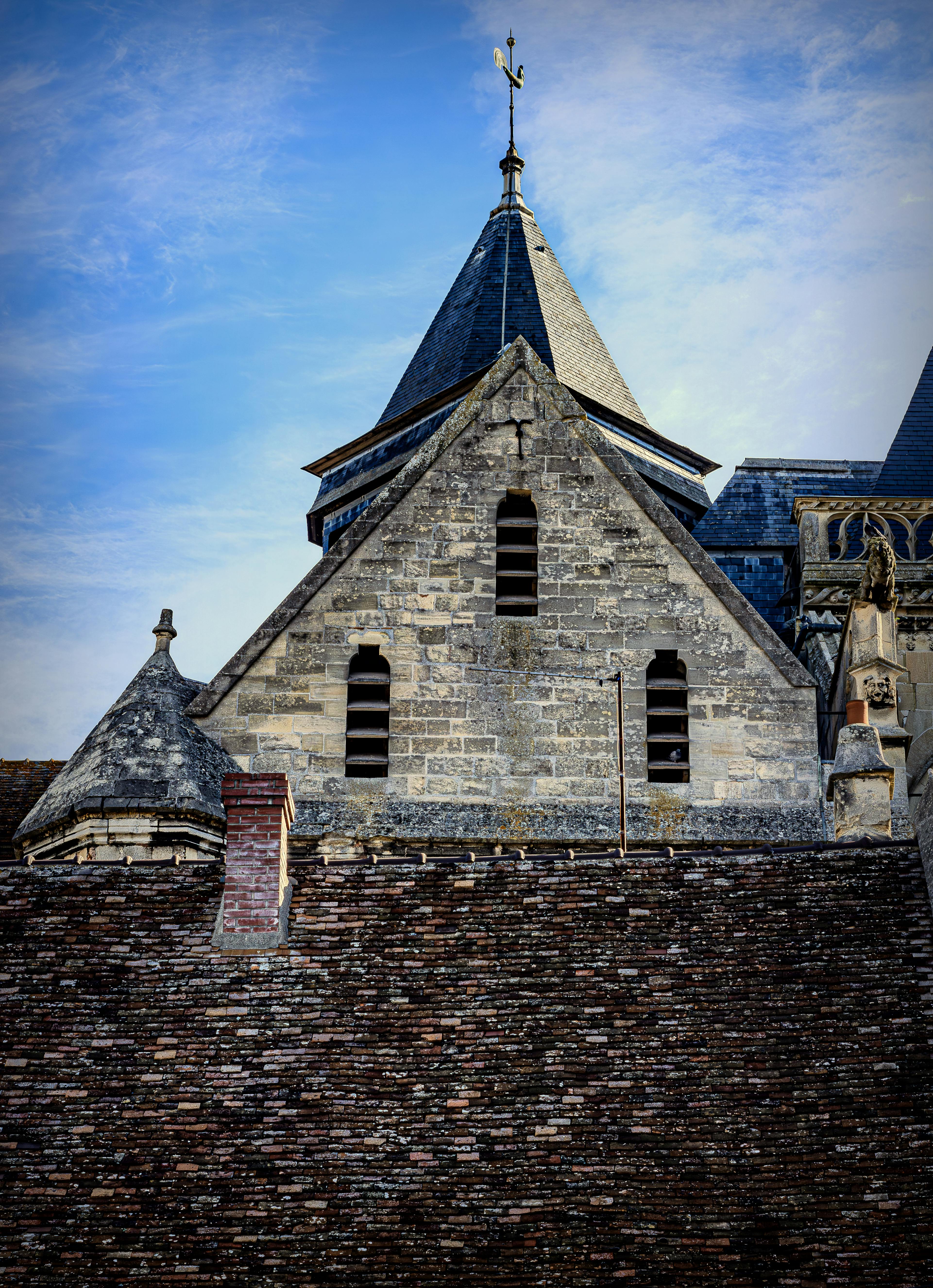 Historic Gothic Church Roof with Stone Spire · Free Stock Photo