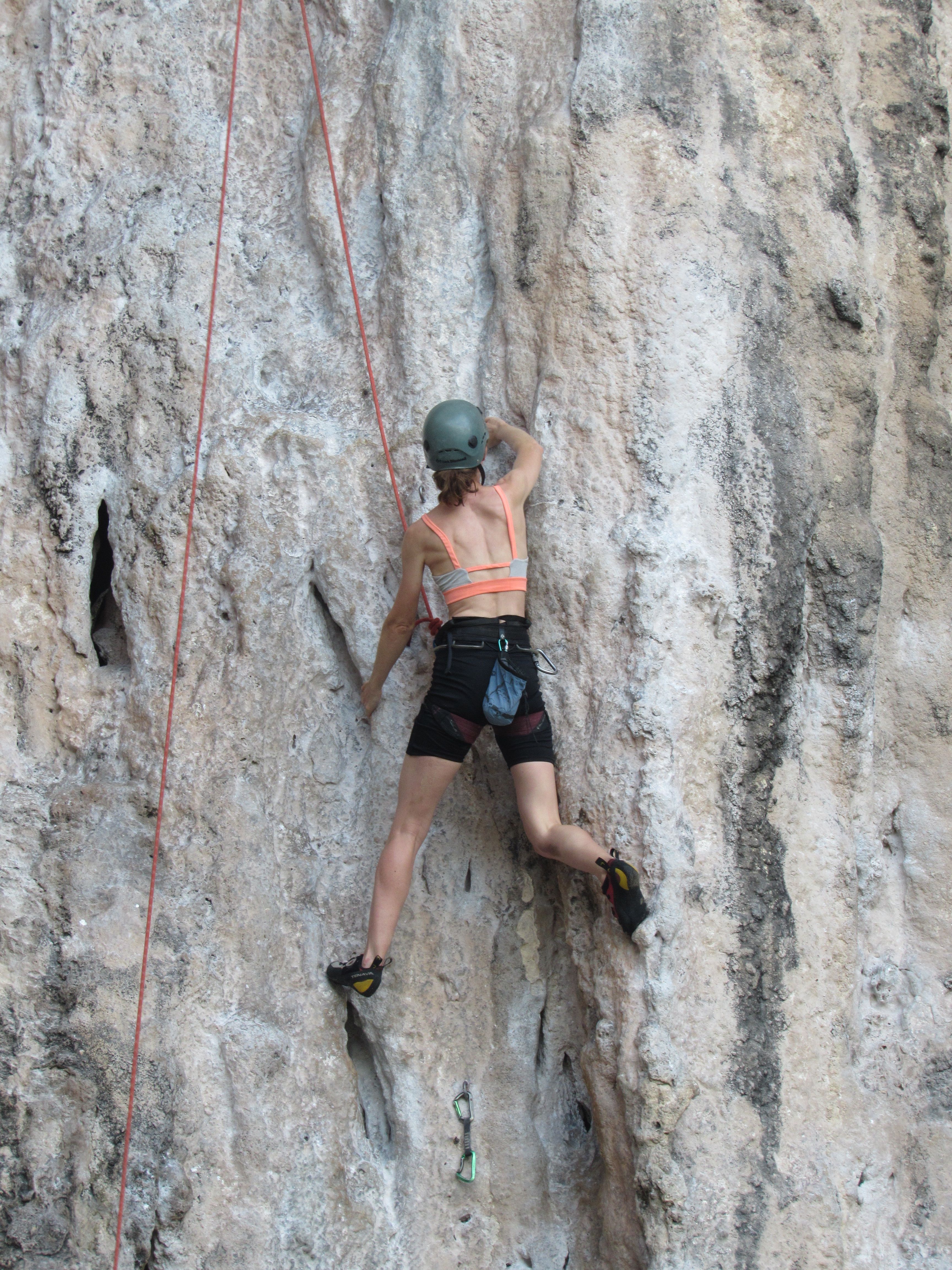 Woman Rock Climbing on Vertical Cliff Face · Free Stock Photo