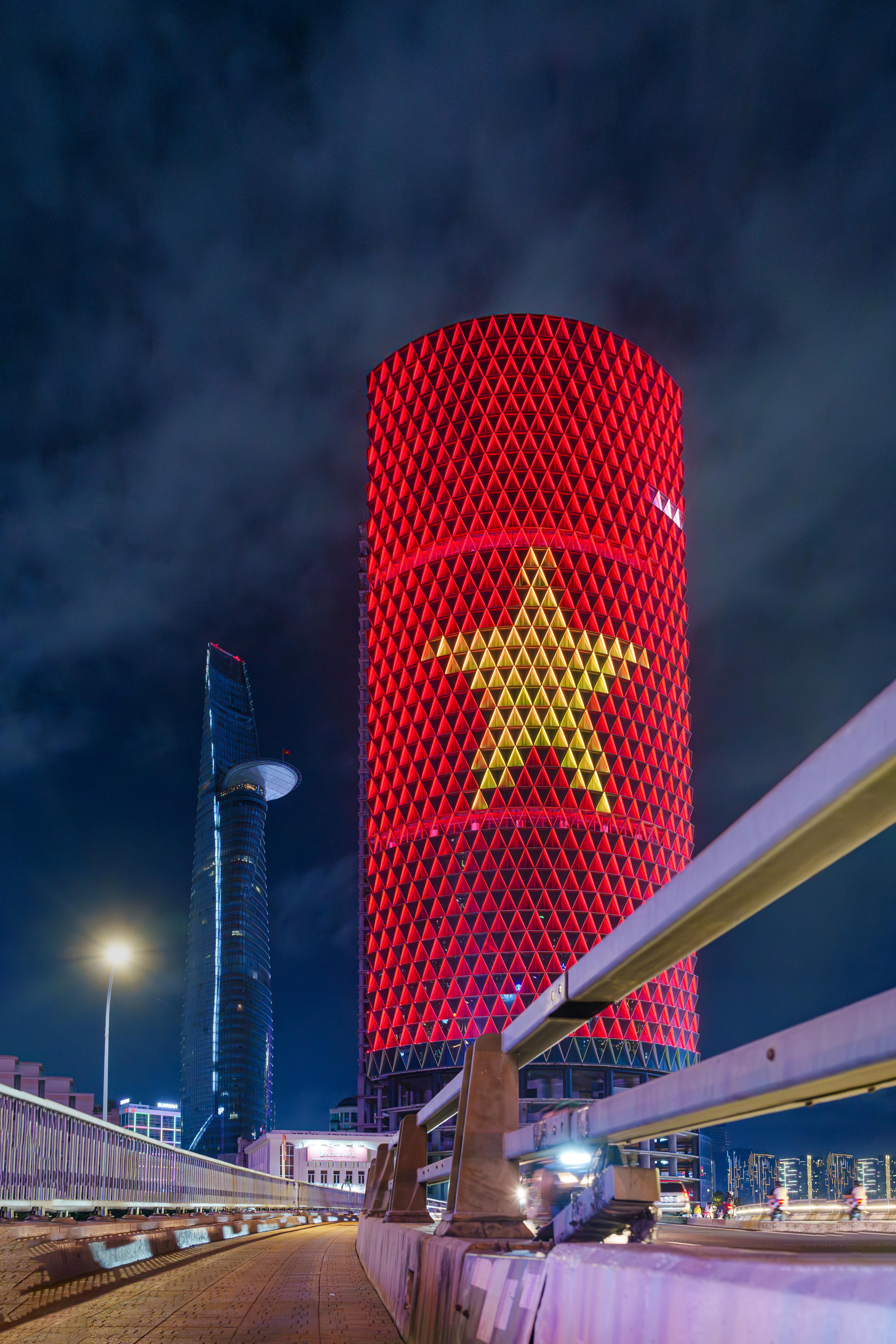 Saigon Landmark Tower Illuminated at Night · Free Stock Photo