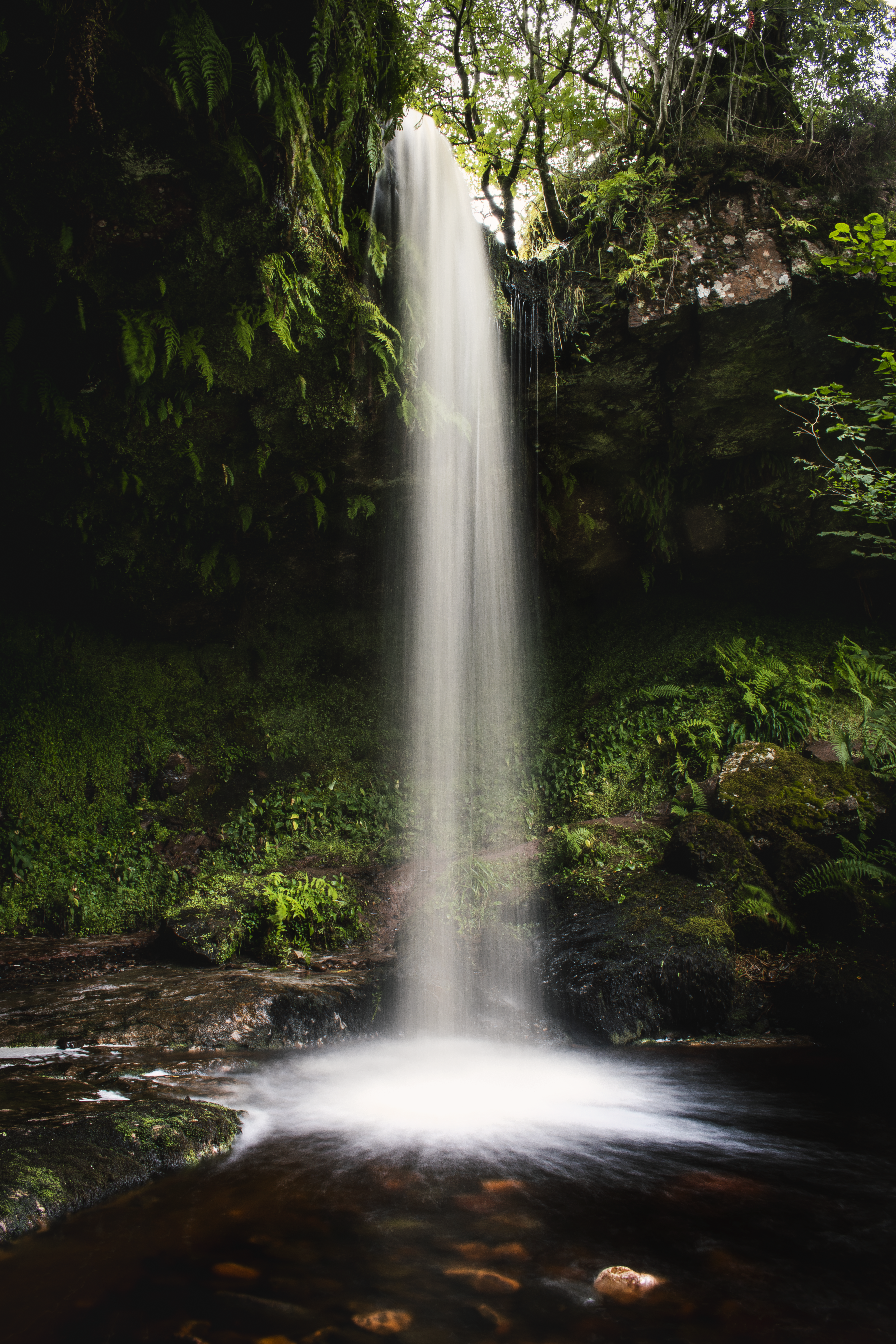 Tranquil Waterfall in Scottish Natural Setting · Free Stock Photo