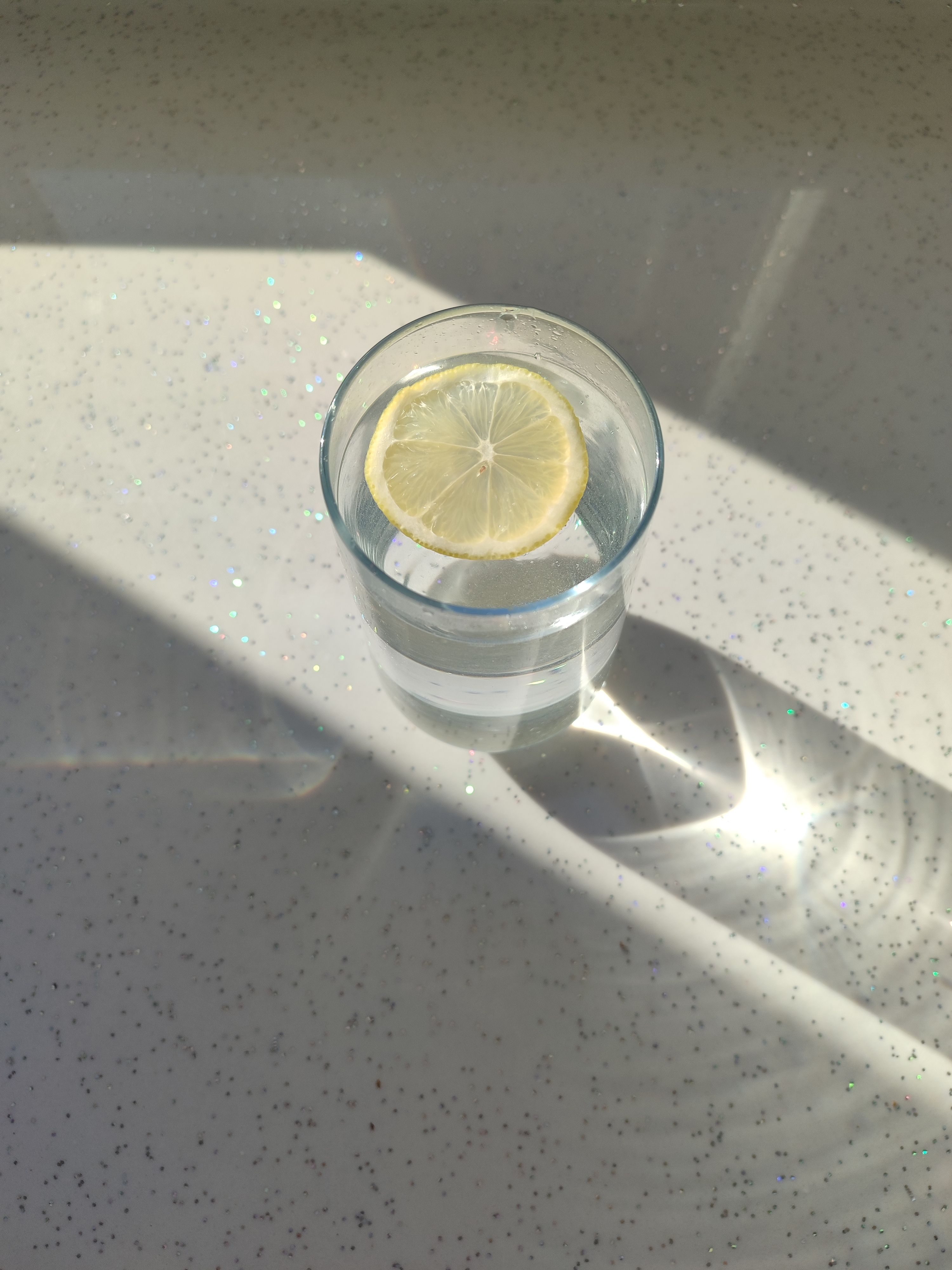 Glass of Water with Lemon Slice in Sunlight · Free Stock Photo