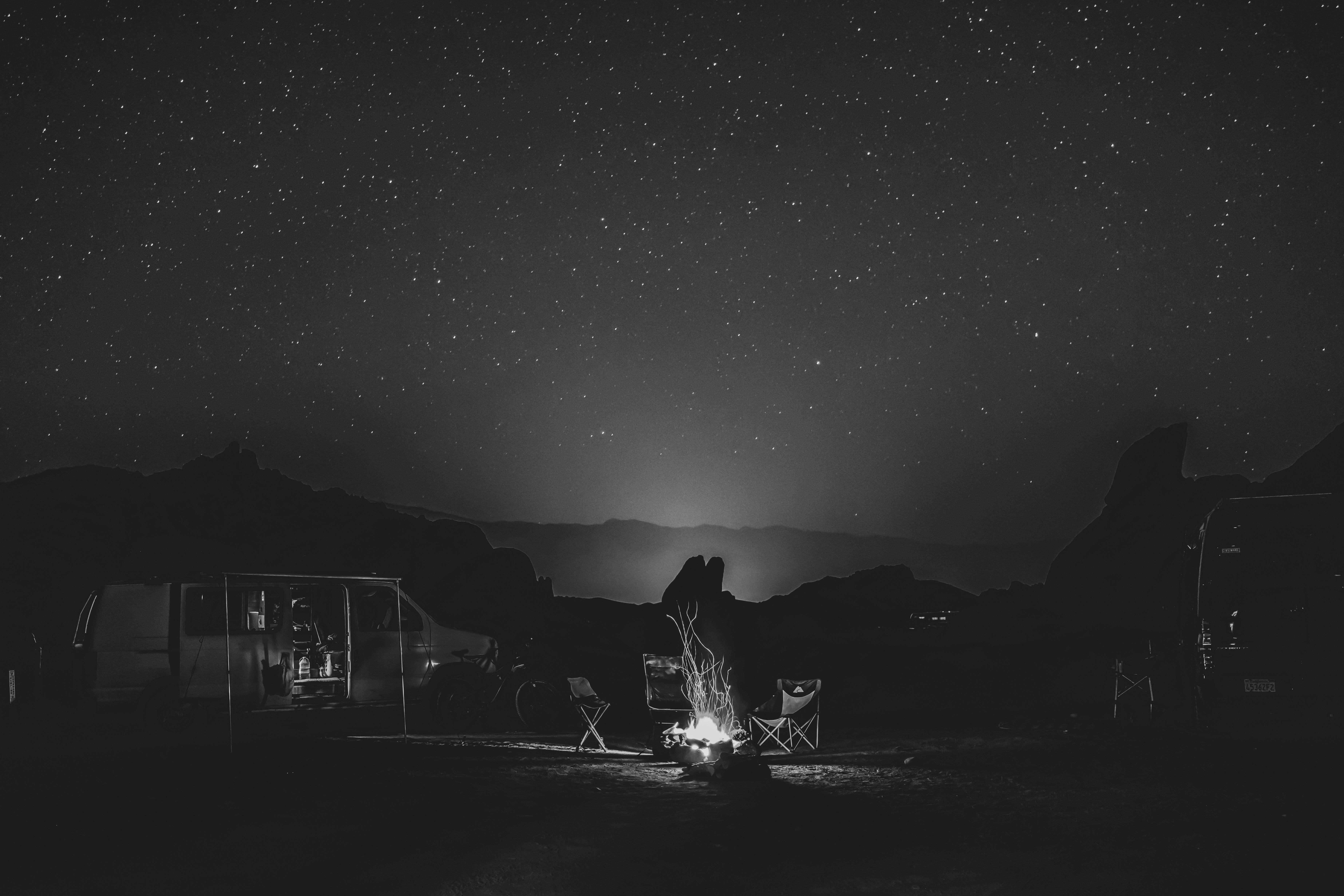 Starry Night Campfire in Remote Wilderness · Free Stock Photo