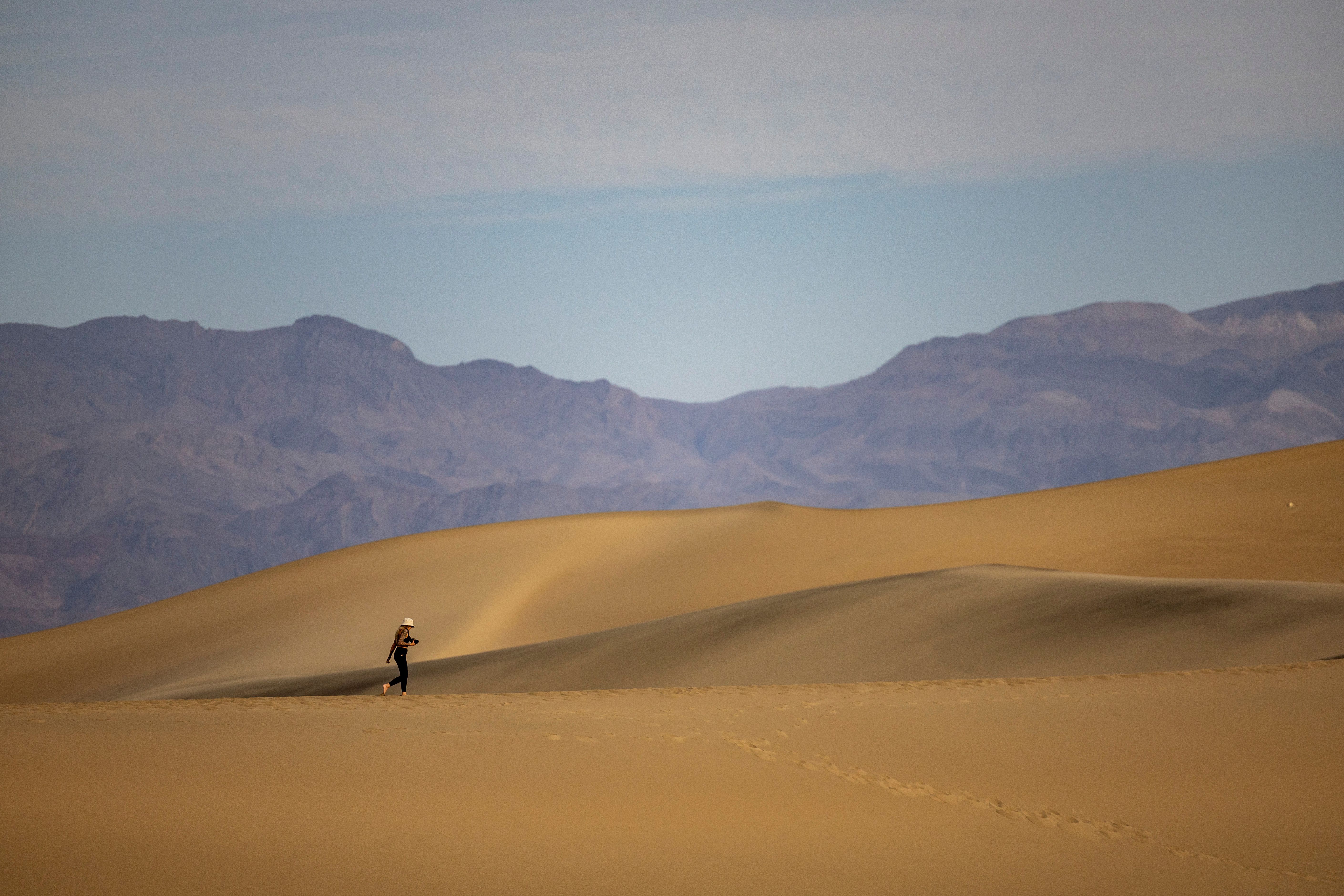 Lone Traveler on Mesmerizing Desert Dunes · Free Stock Photo