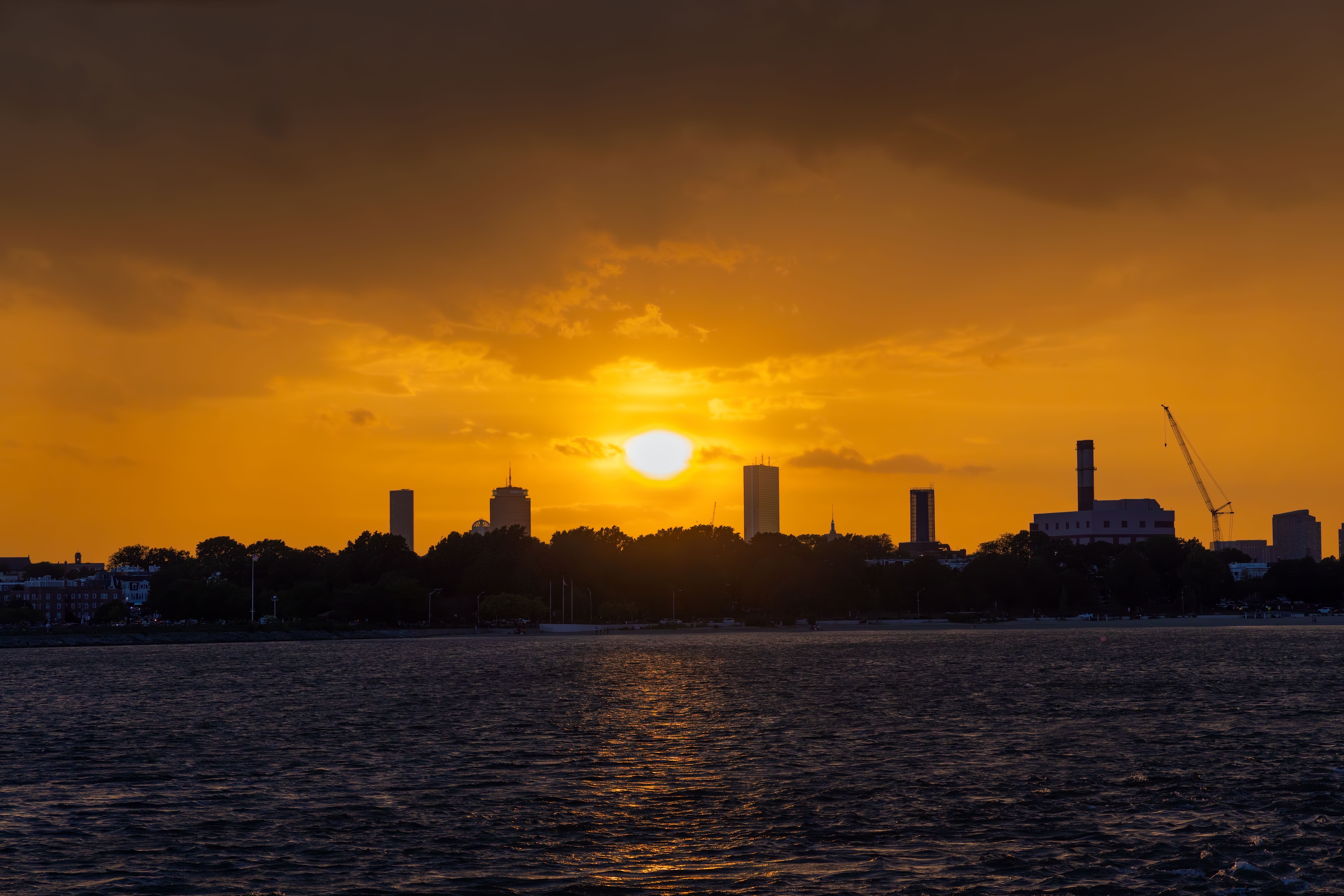 Boston Skyline at Sunset with Dramatic Sky · Free Stock Photo