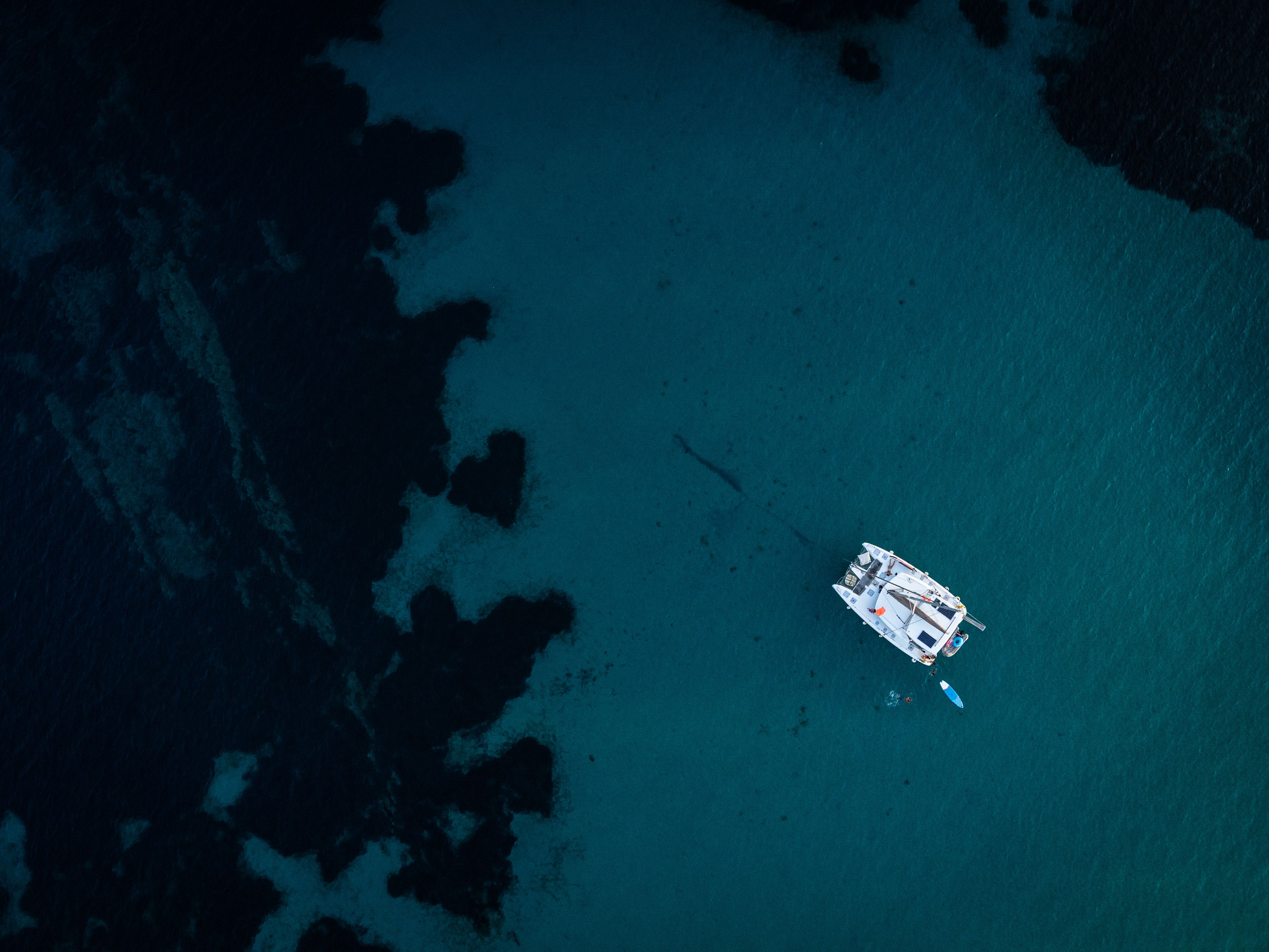 Aerial View of Boat in Turquoise Waters, Nikiti · Free Stock Photo