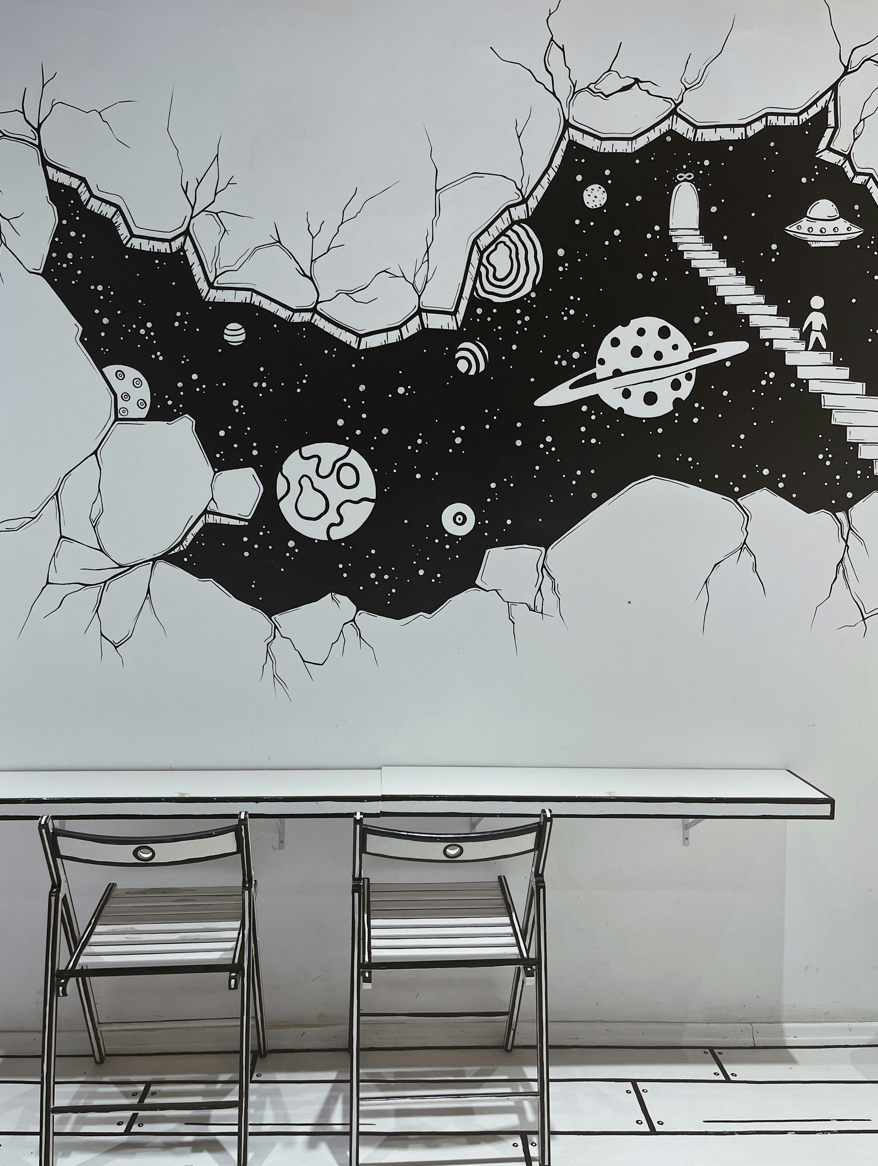 Surreal Space-Themed Café Interior Design · Free Stock Photo