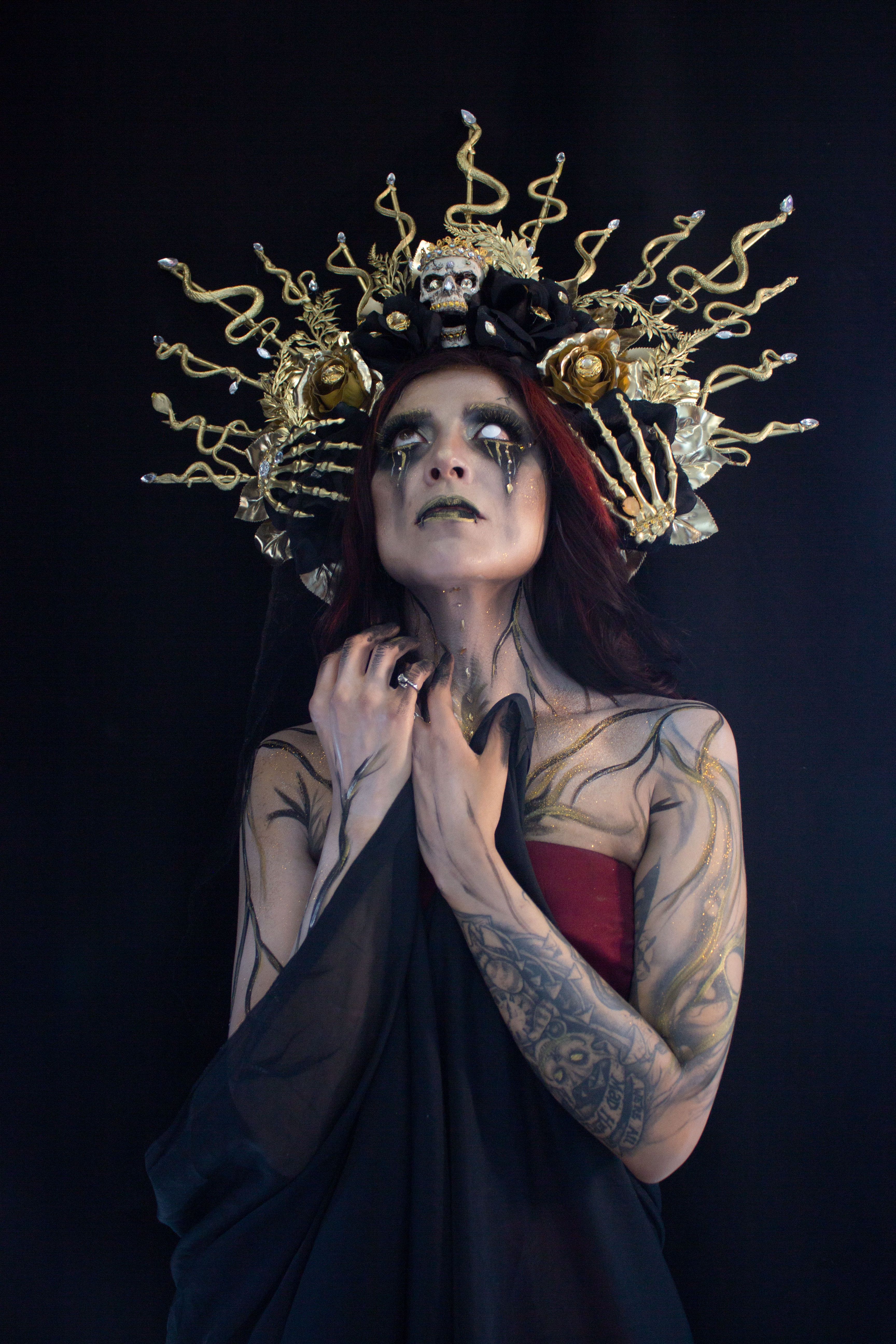 Dramatic Halloween Portrait with Ornate Headpiece · Free Stock Photo