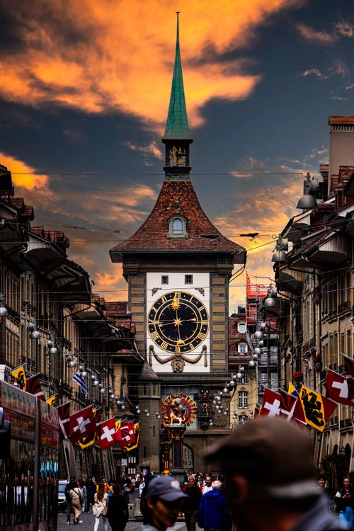 Zytglogge Clock Tower In Bern At Sunset Free Stock Photo Zytglogge Clock Tower In Bern At Sunset Free Stock Photo