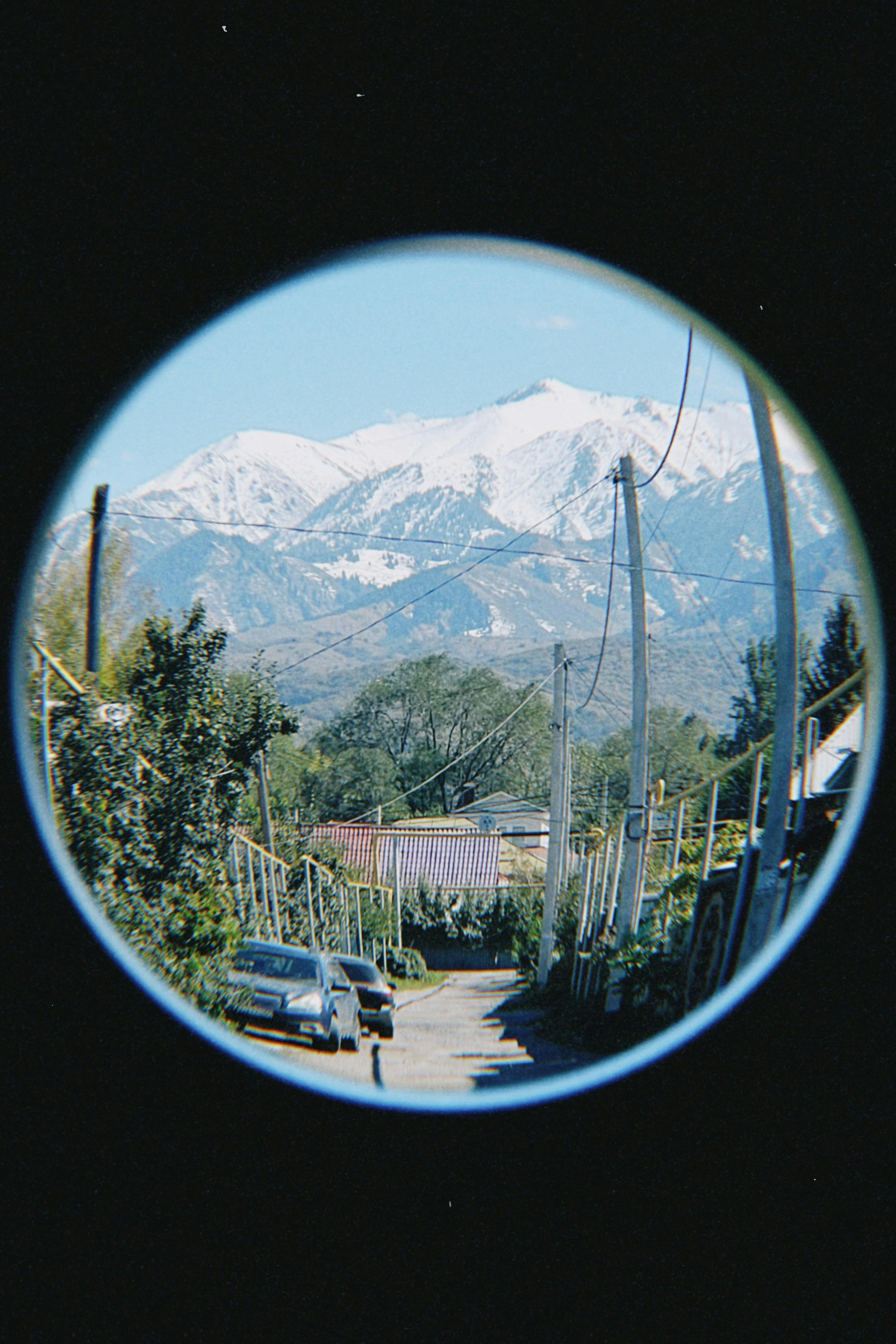 Mountains View through Fish Eye Lens in Talgar · Free Stock Photo