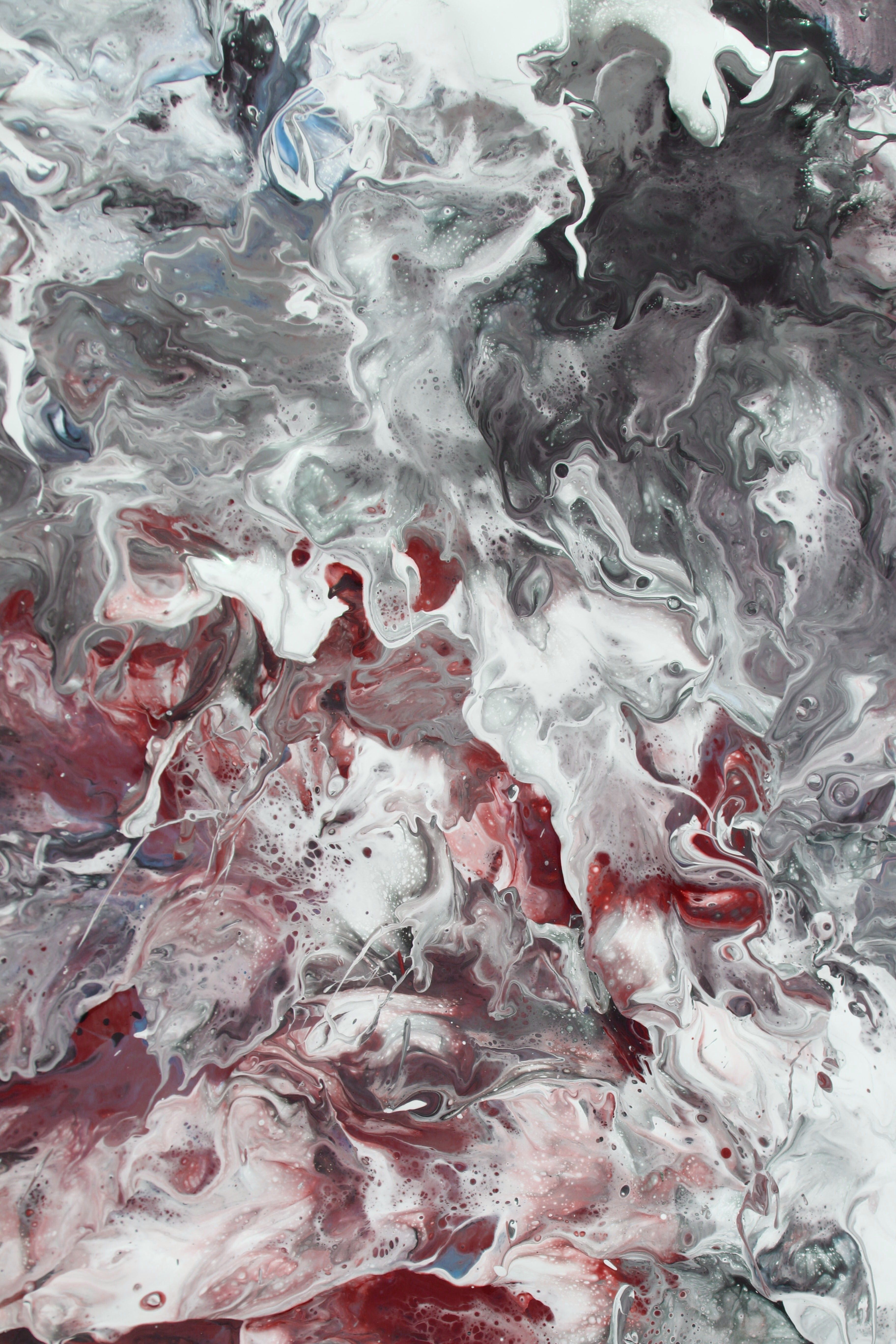 Abstract Fluid Art in Red and Grey Tones · Free Stock Photo