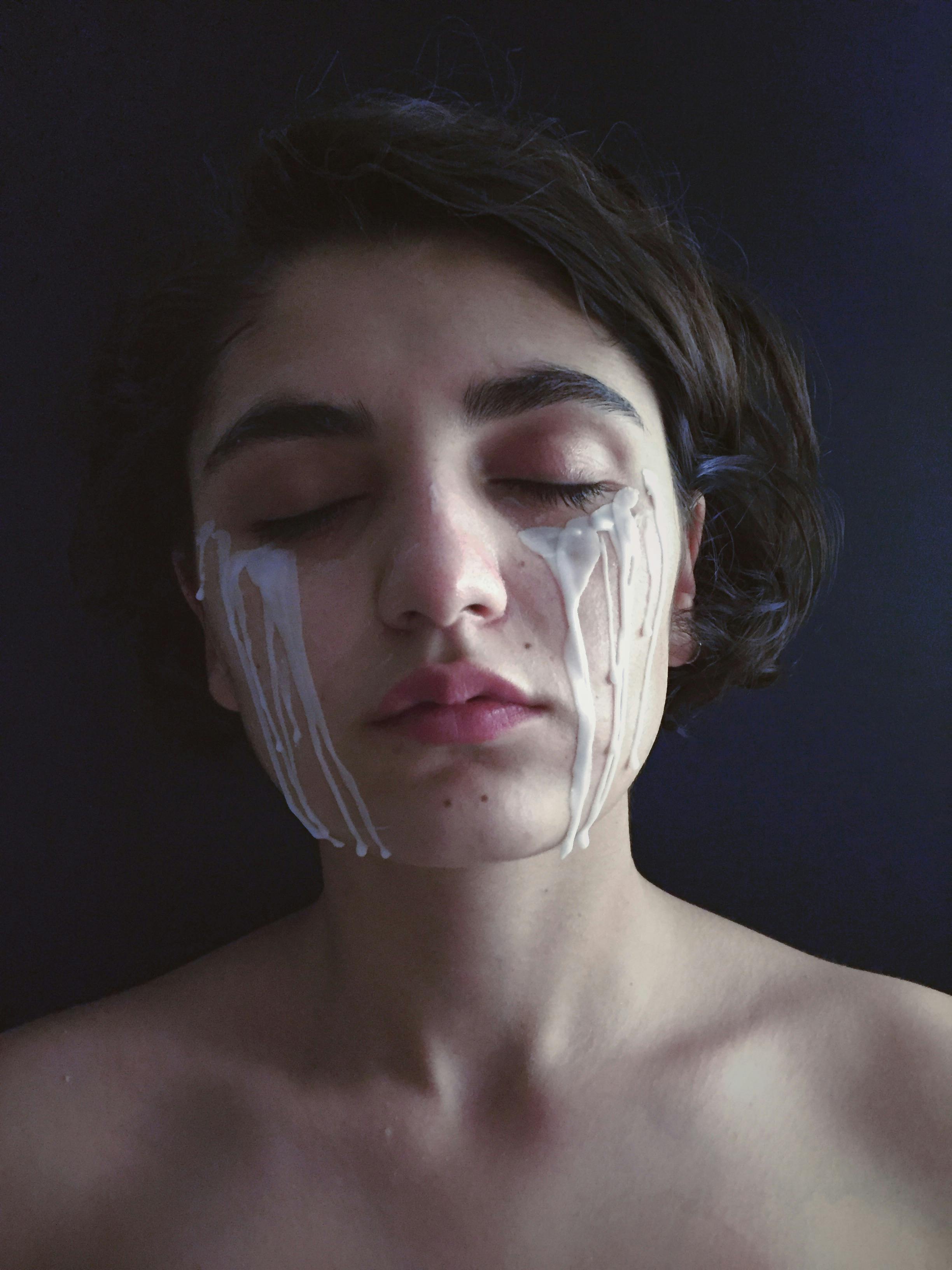 Artistic Portrait with Paint Tears on Face · Free Stock Photo