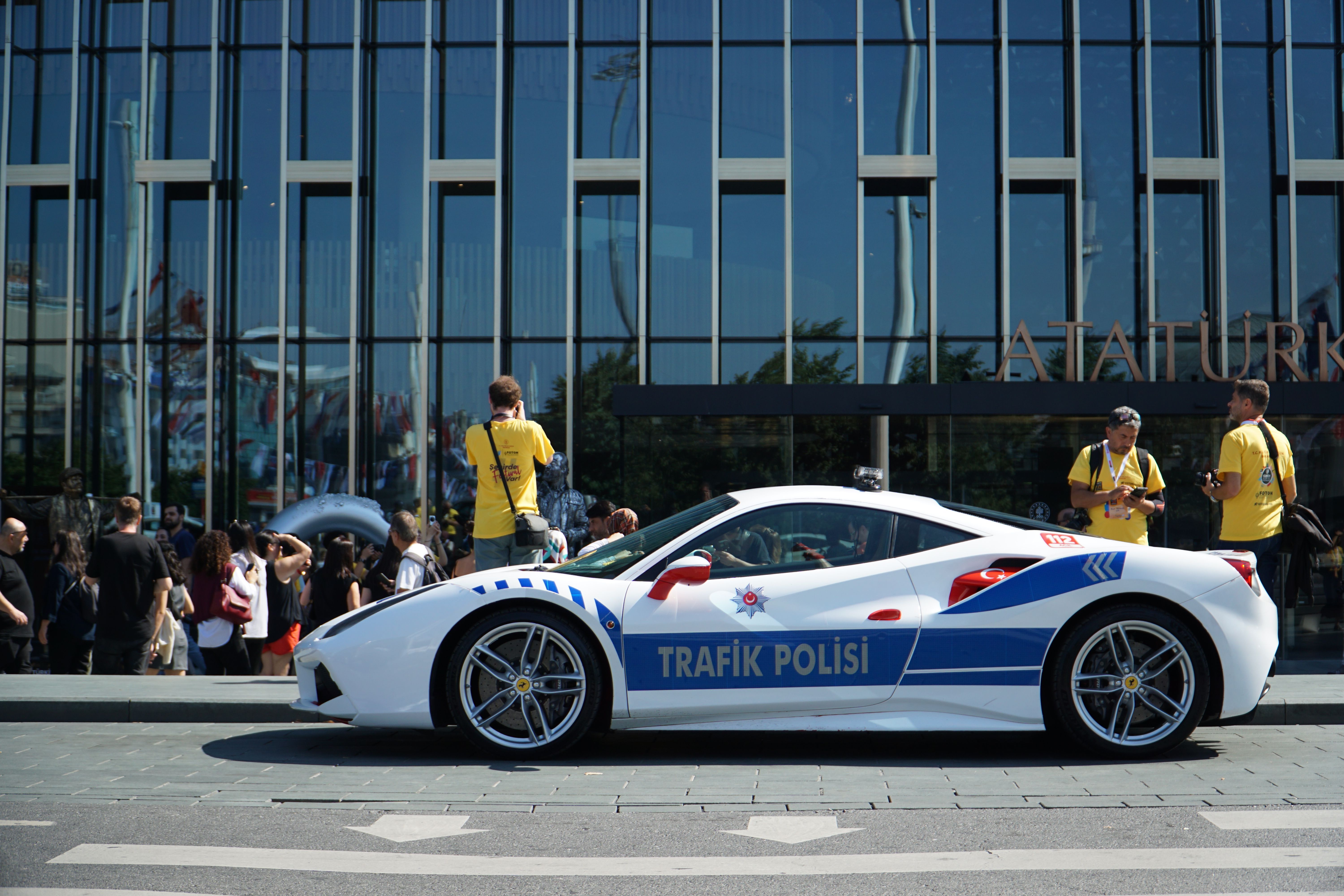 Istanbul Traffic Police Car at Atatürk Cultural Center · Free Stock Photo