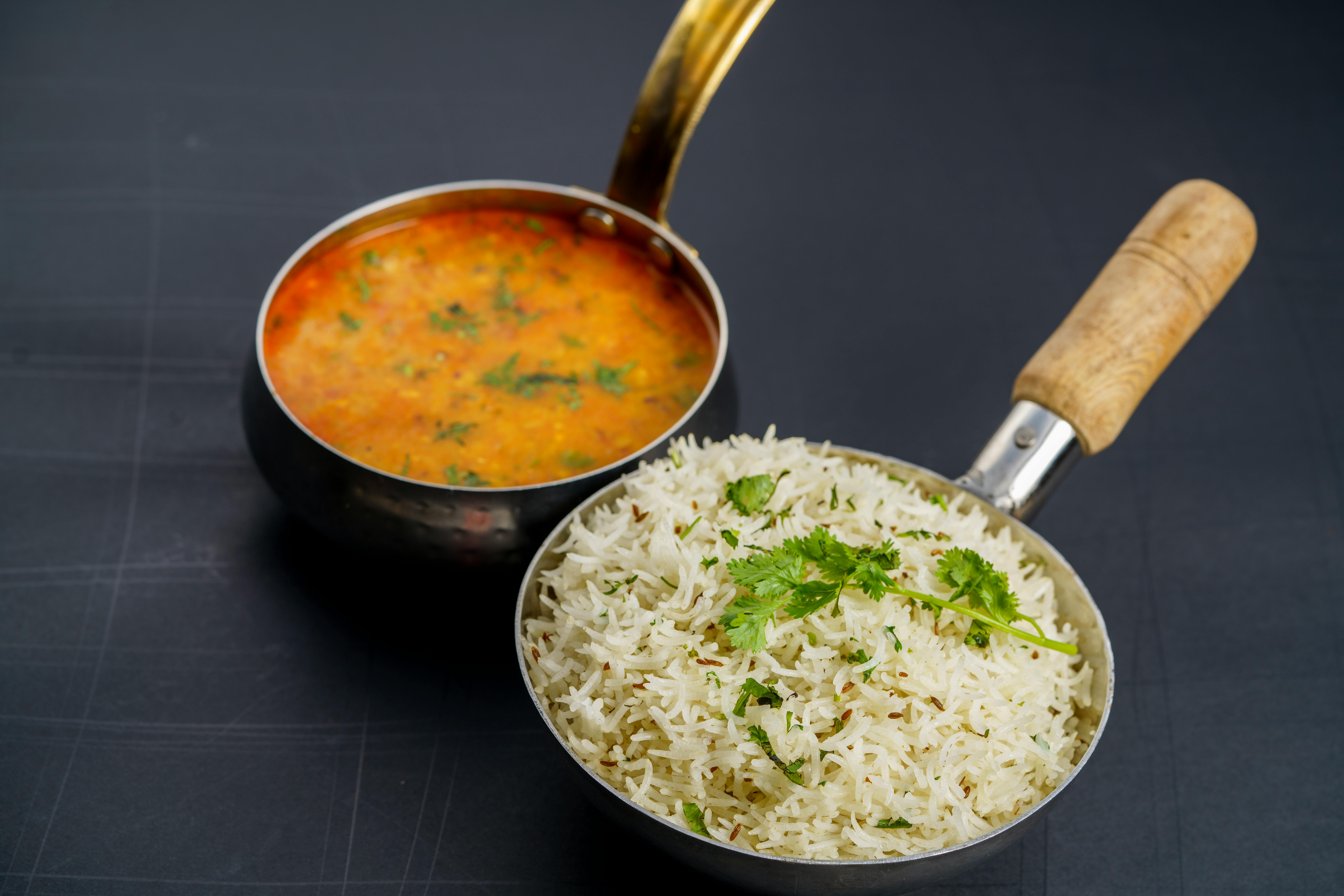 Delicious Indian Rice and Dal Curry Meal · Free Stock Photo