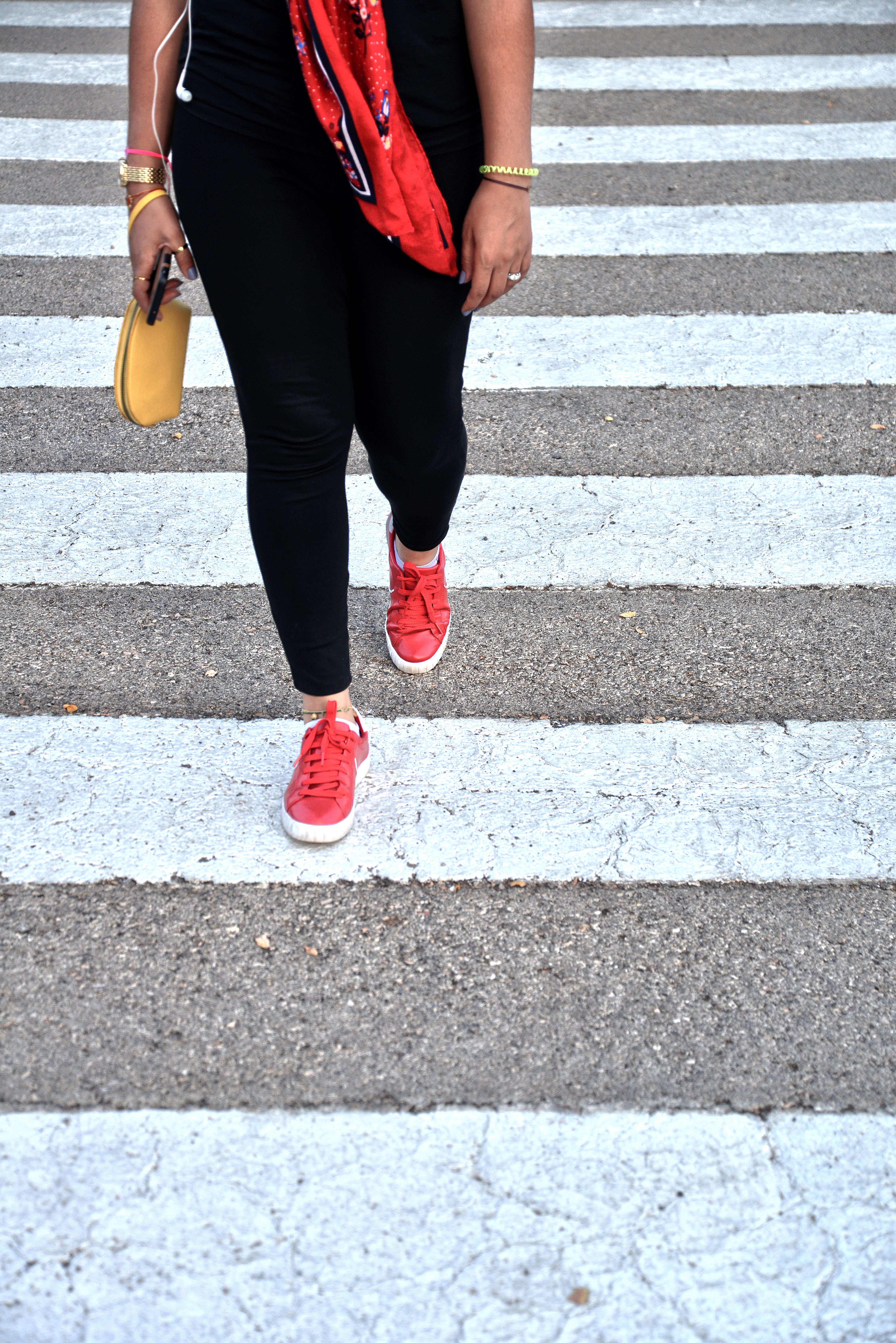 Pedestrian in Red Shoes Crossing Zebra Stripe Road · Free Stock Photo
