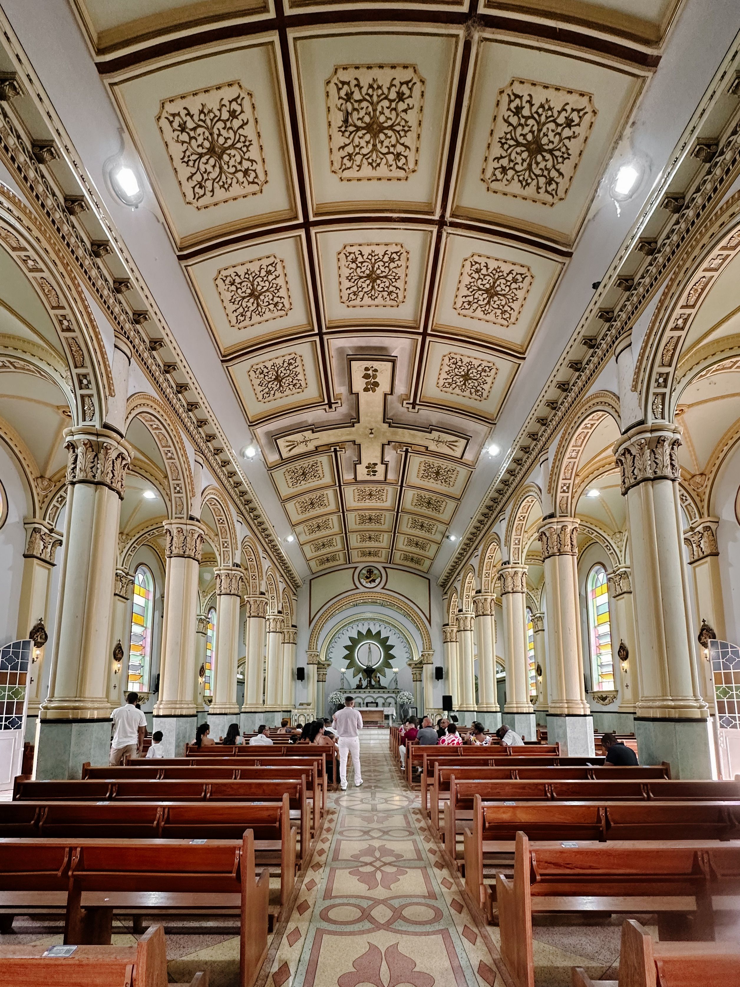Stunning Brazilian Church Interior with Stained Glass · Free Stock Photo