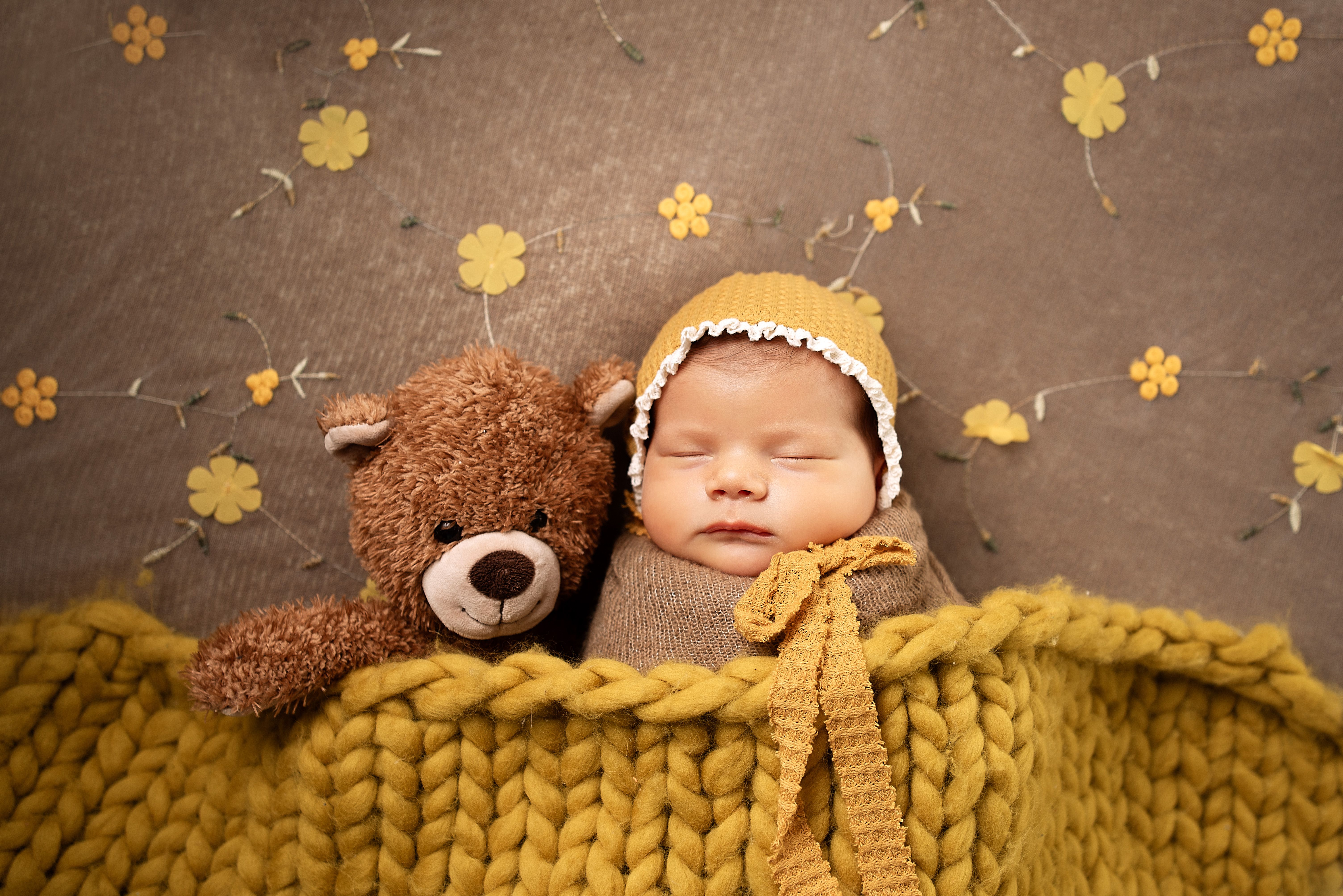 Adorable Sleeping Baby with Teddy Bear · Free Stock Photo