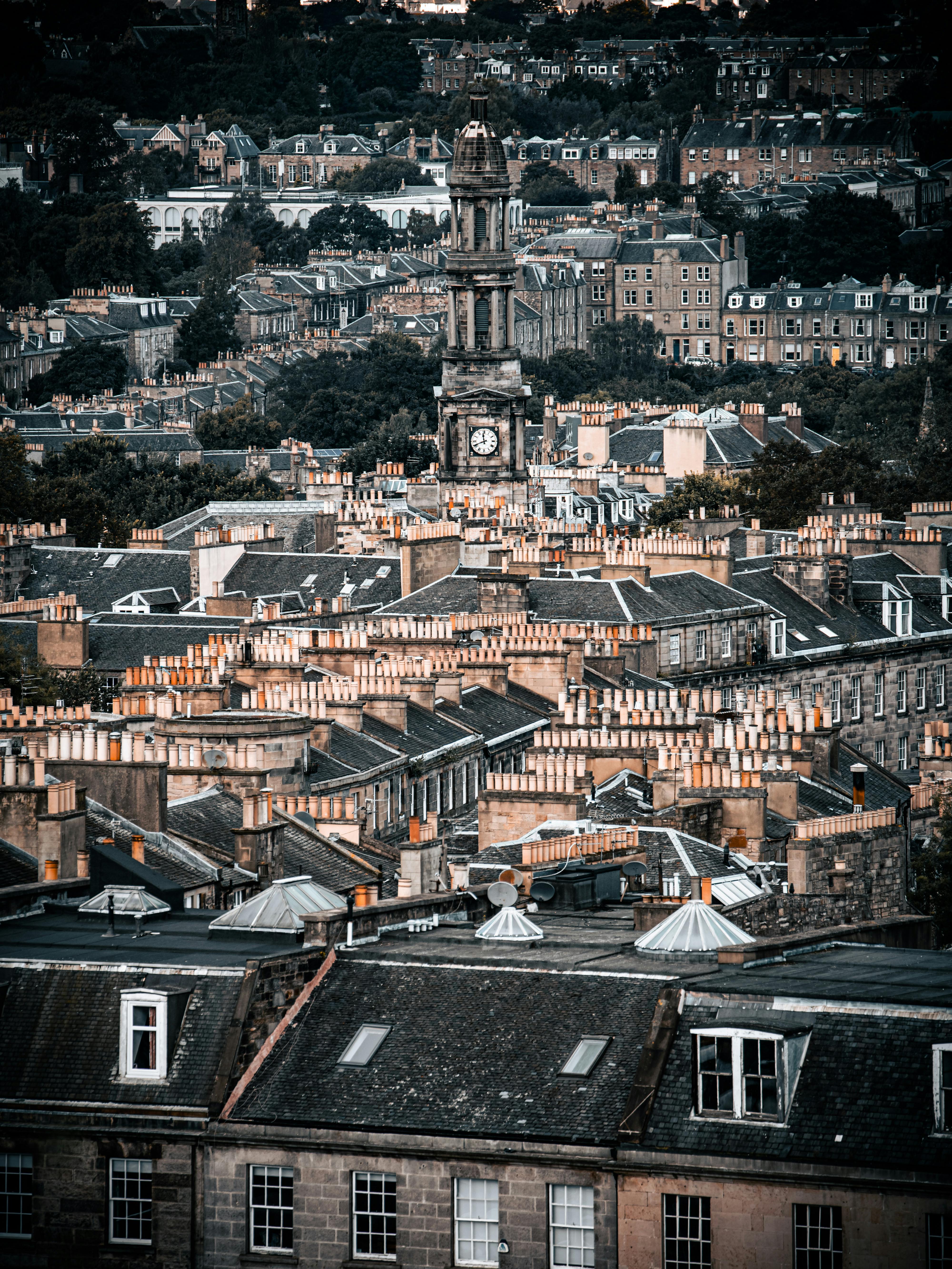 Historic Rooftops and Clock Tower in Edinburgh · Free Stock Photo