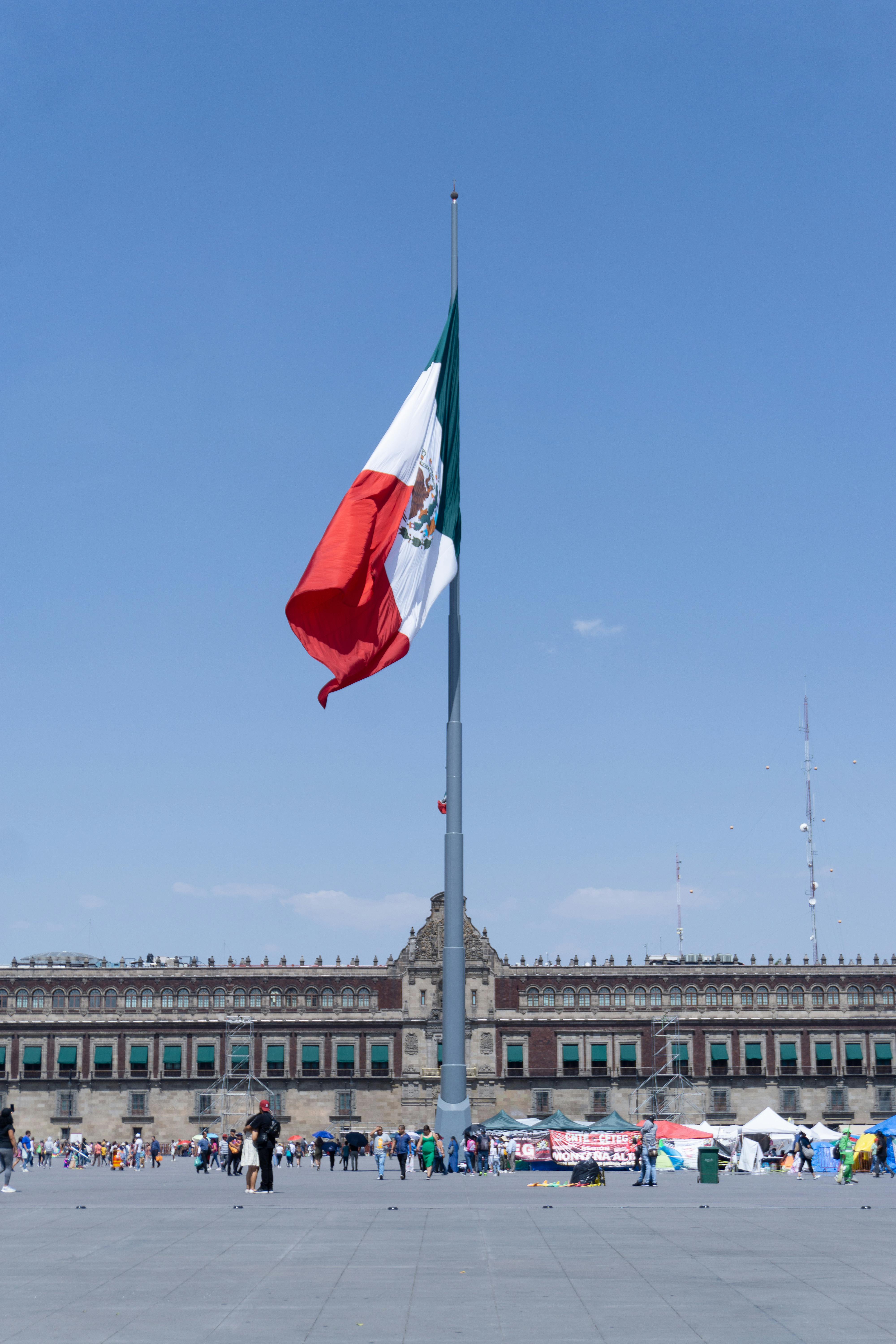 Mexican Flag at Zócalo in Mexico City · Free Stock Photo