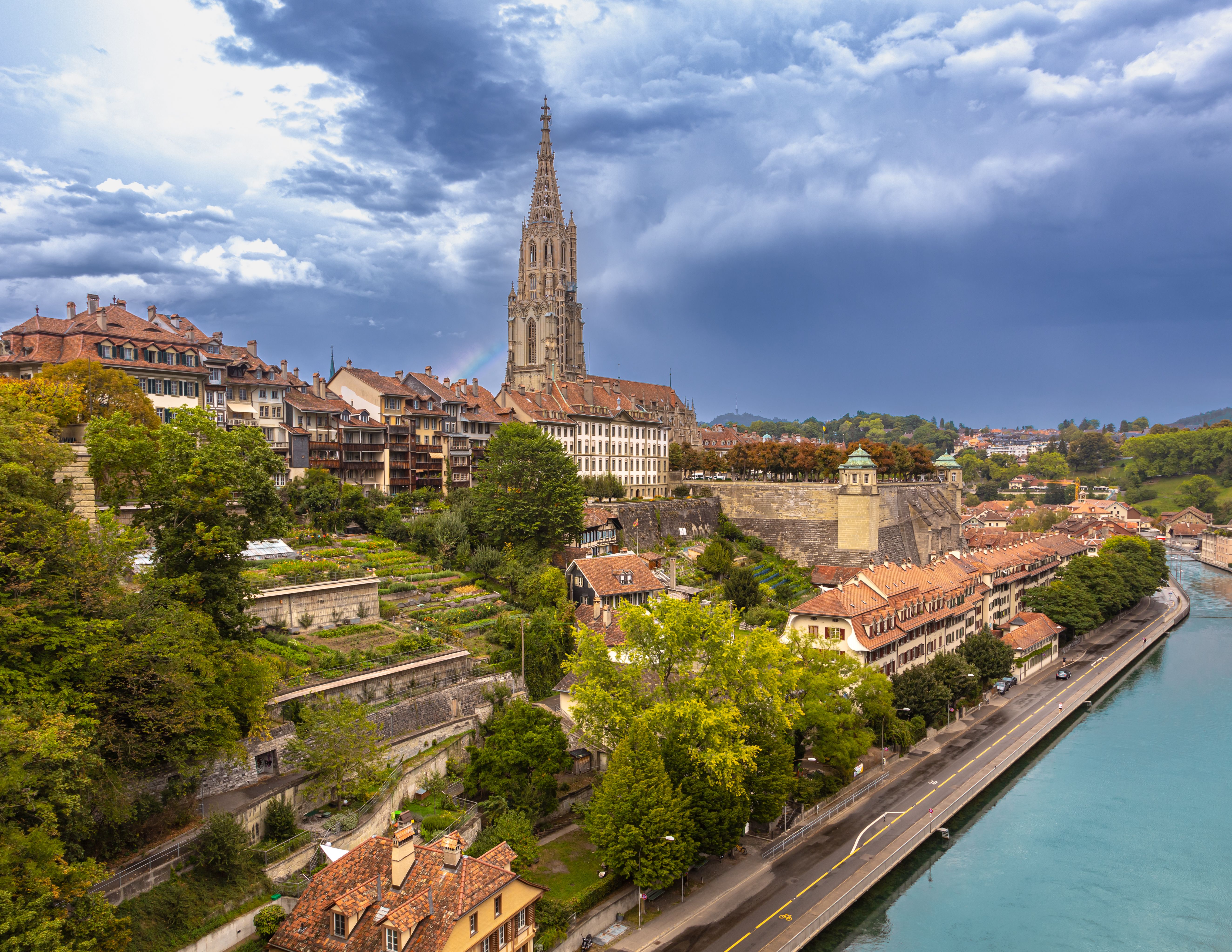 View of Bern with Cathedral and Aare River · Free Stock Photo