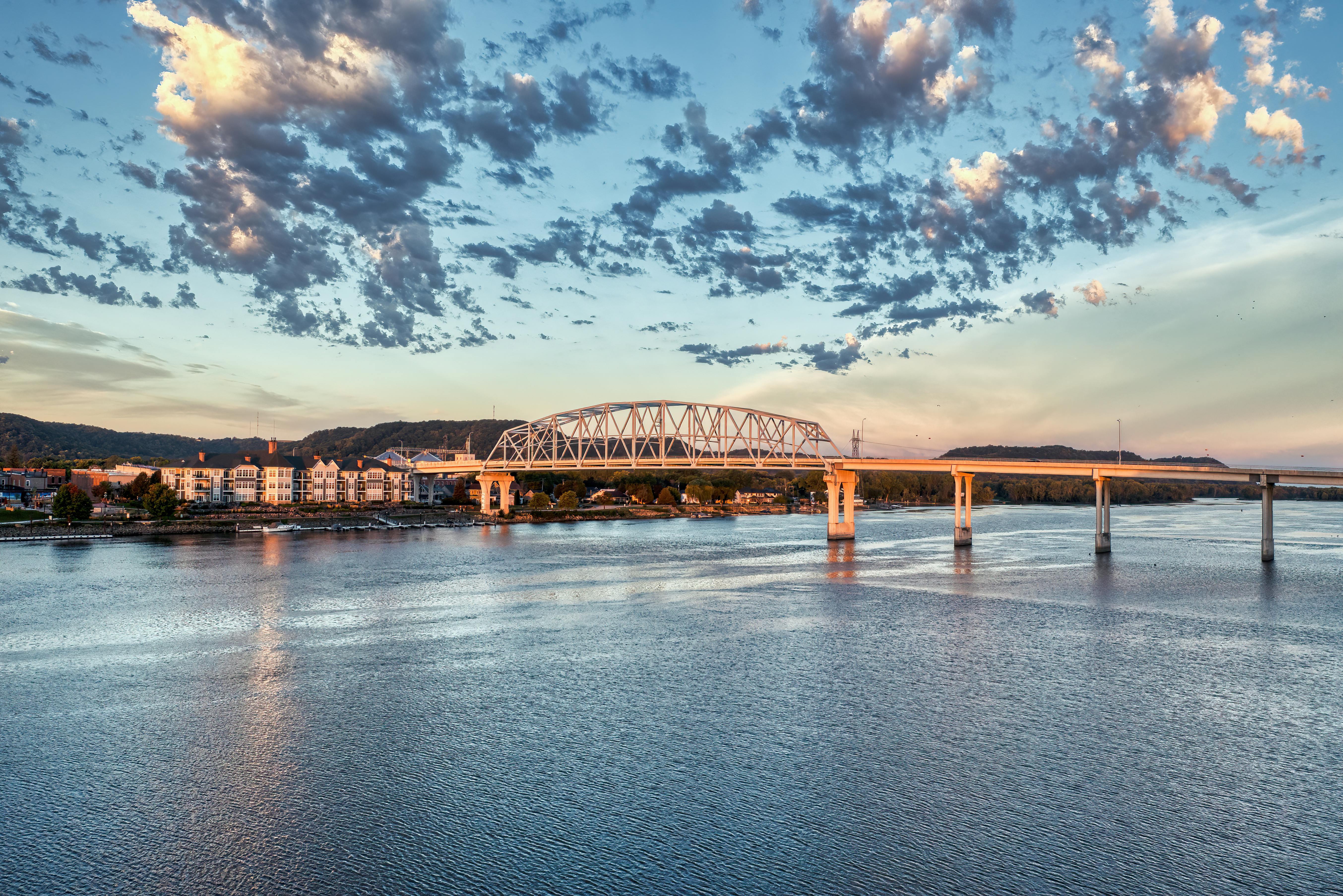Beautiful Sunrise Over Bridge in Wabasha MN · Free Stock Photo