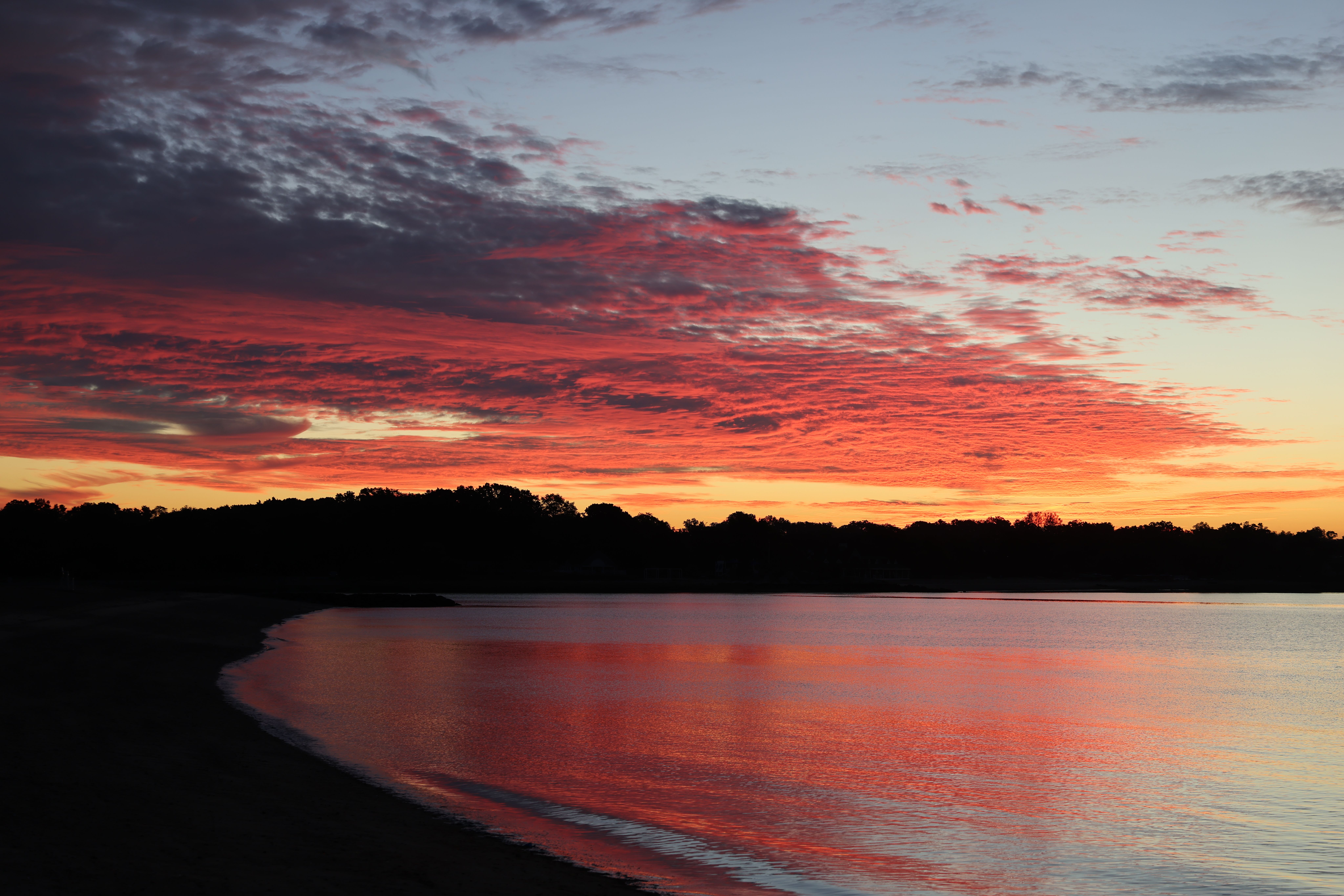 Vibrant Sunrise Over Stamford Harbor Shoreline · Free Stock Photo