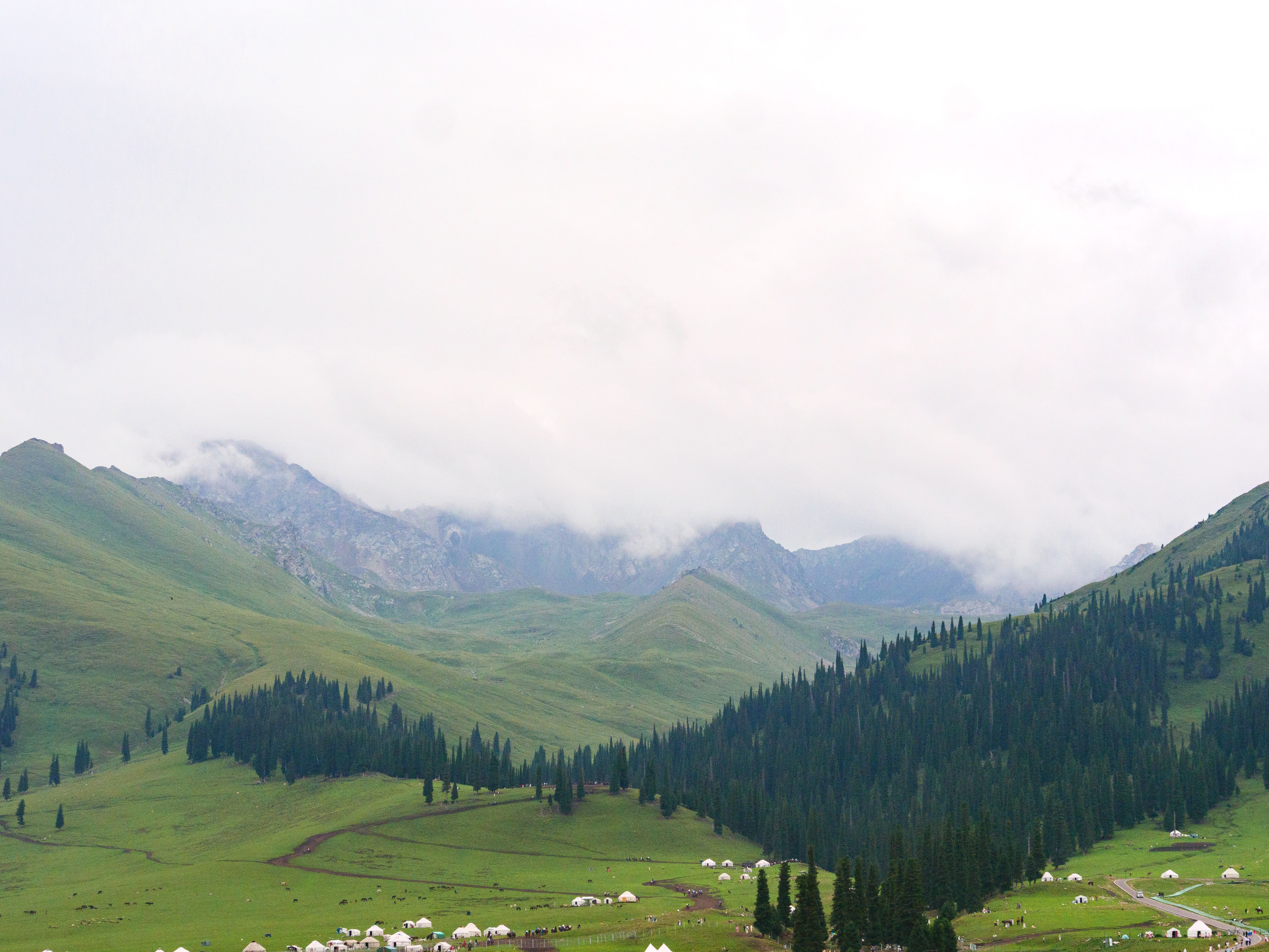Scenic View of Xinjiang Grasslands with Mountains · Free Stock Photo