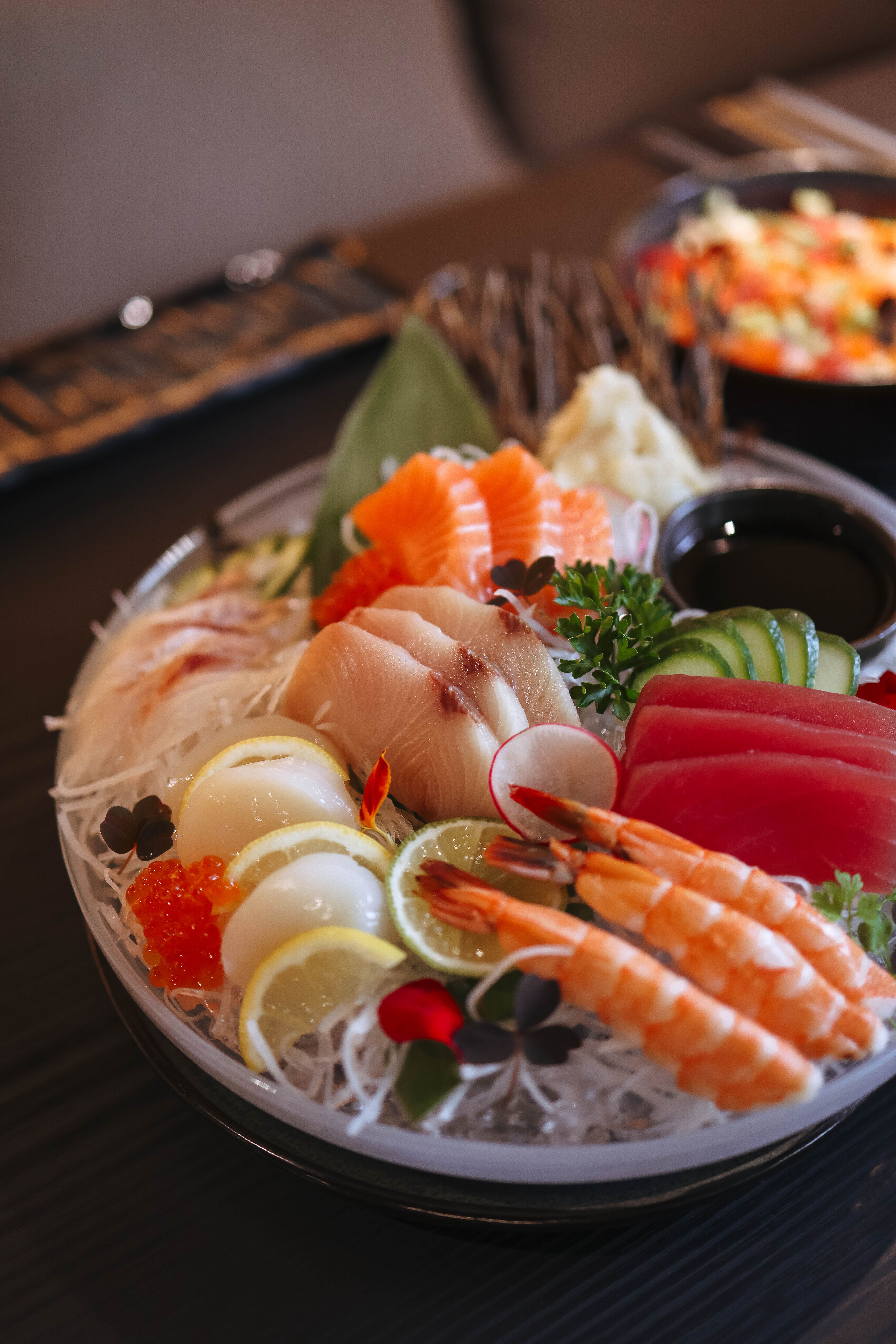 Assorted Fresh Sashimi Platter with Shrimp · Free Stock Photo