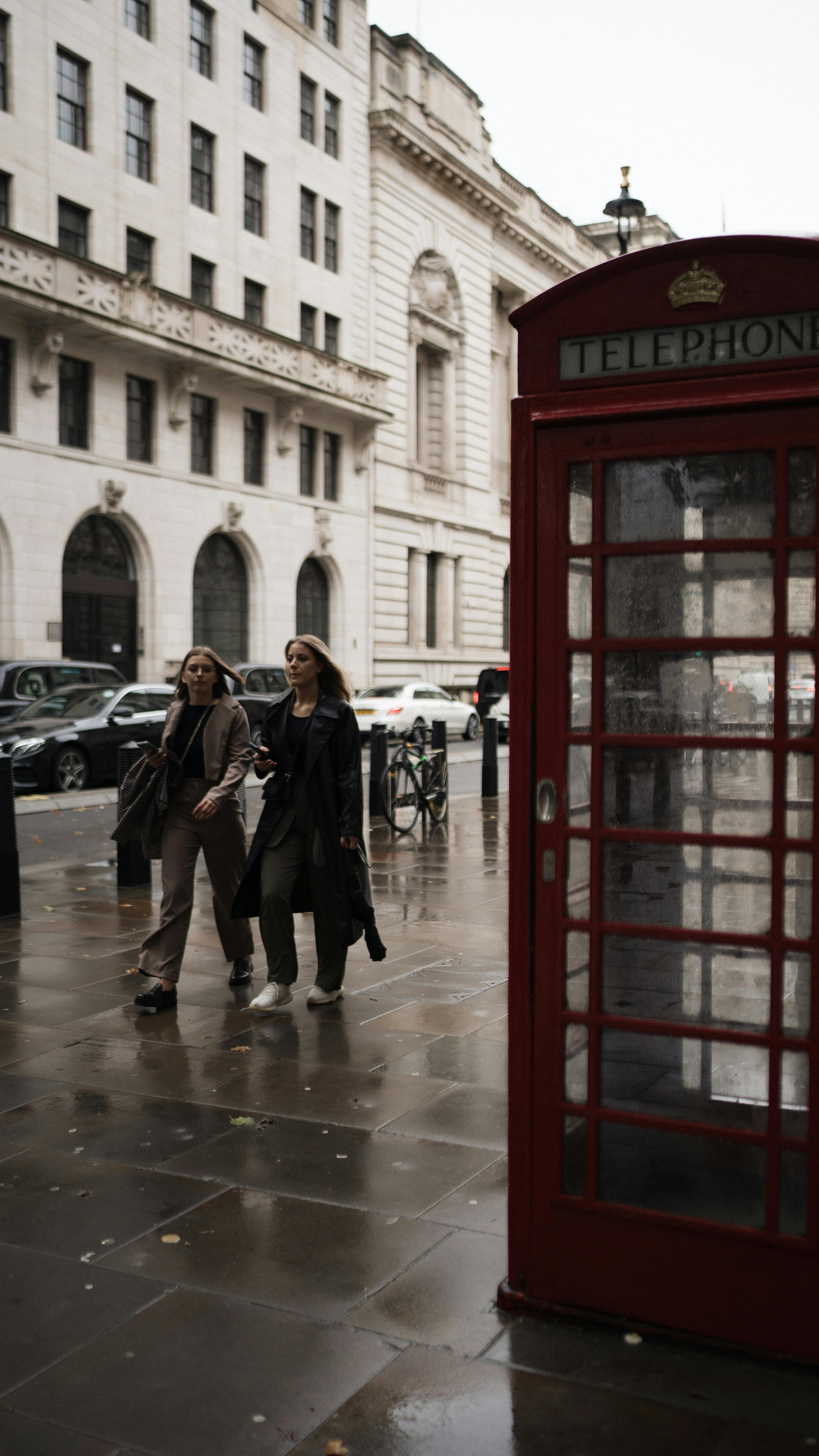 Street Scene with Iconic British Telephone Booth · Free Stock Photo