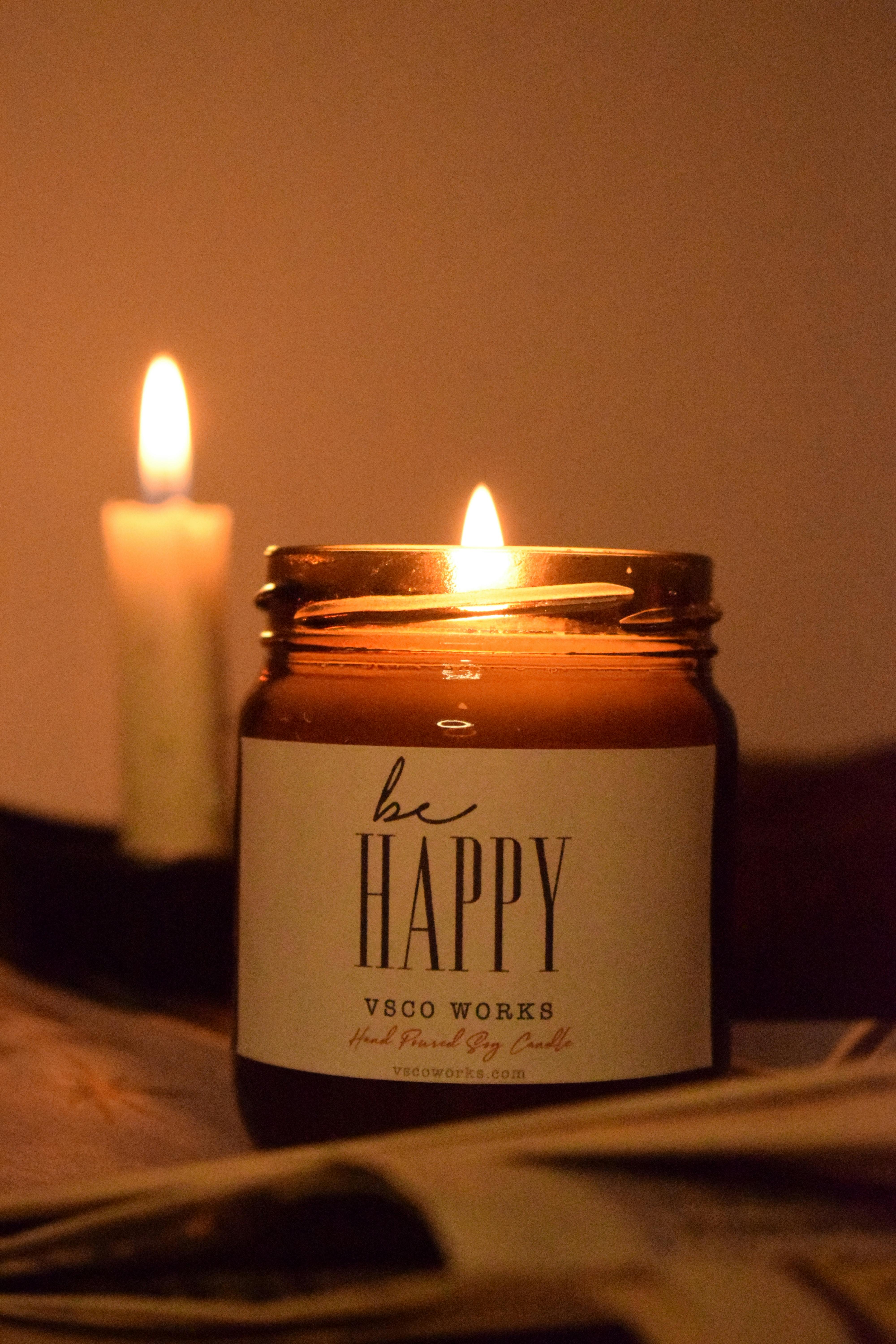 Cozy Candlelight with Inspirational Quote Candle · Free Stock Photo